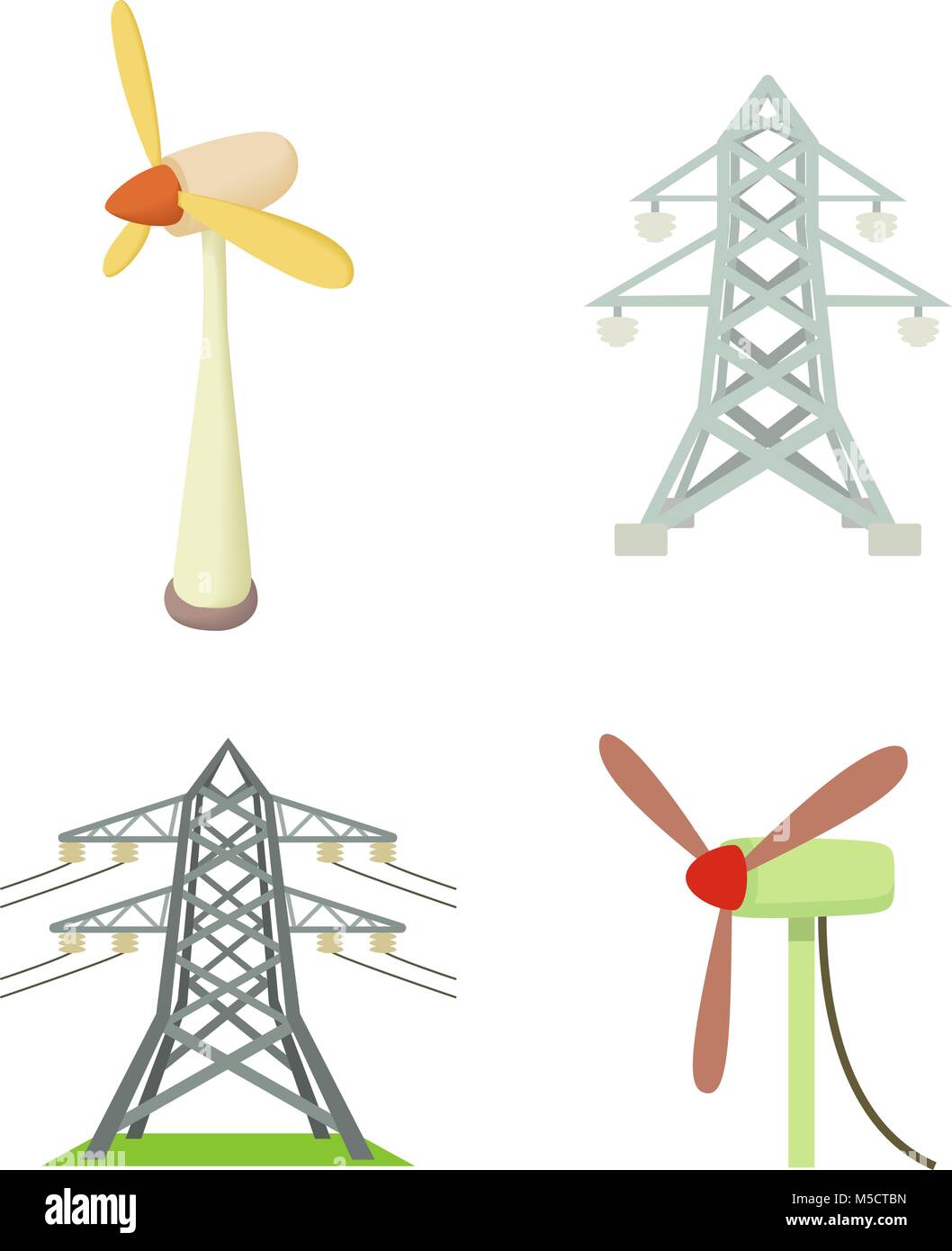 Electrical tower icon set, cartoon style Stock Vector Image & Art - Alamy