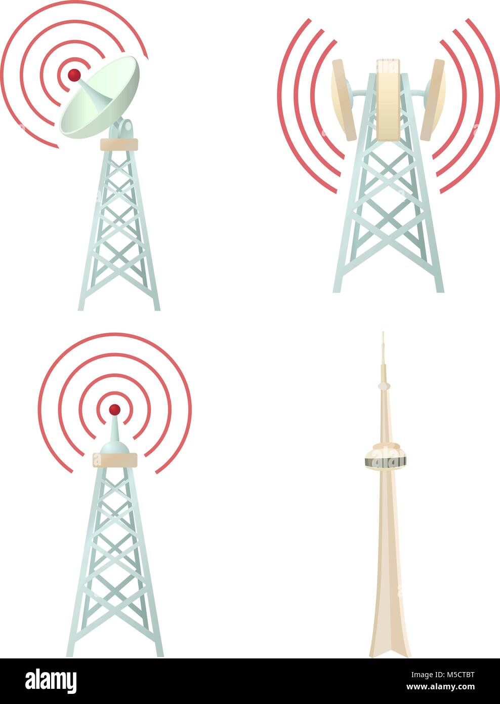 Tele communication tower icon set, cartoon style Stock Vector Image ...