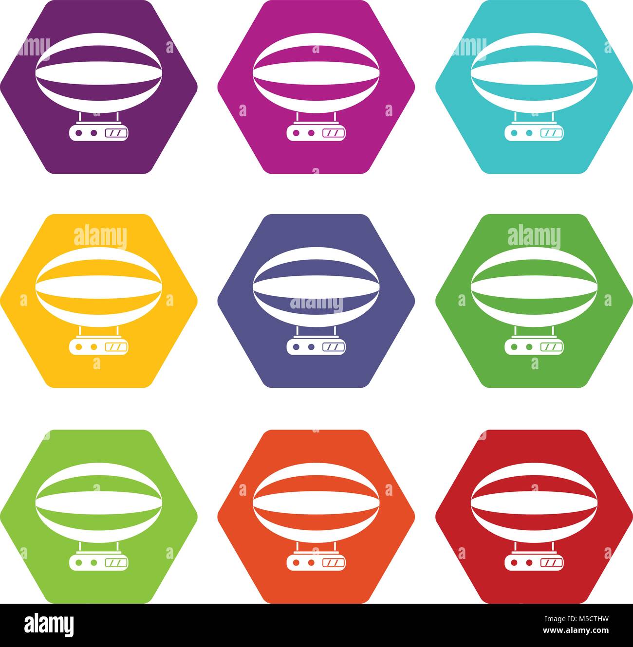 Aerial transportation icon set color hexahedron Stock Vector Image ...