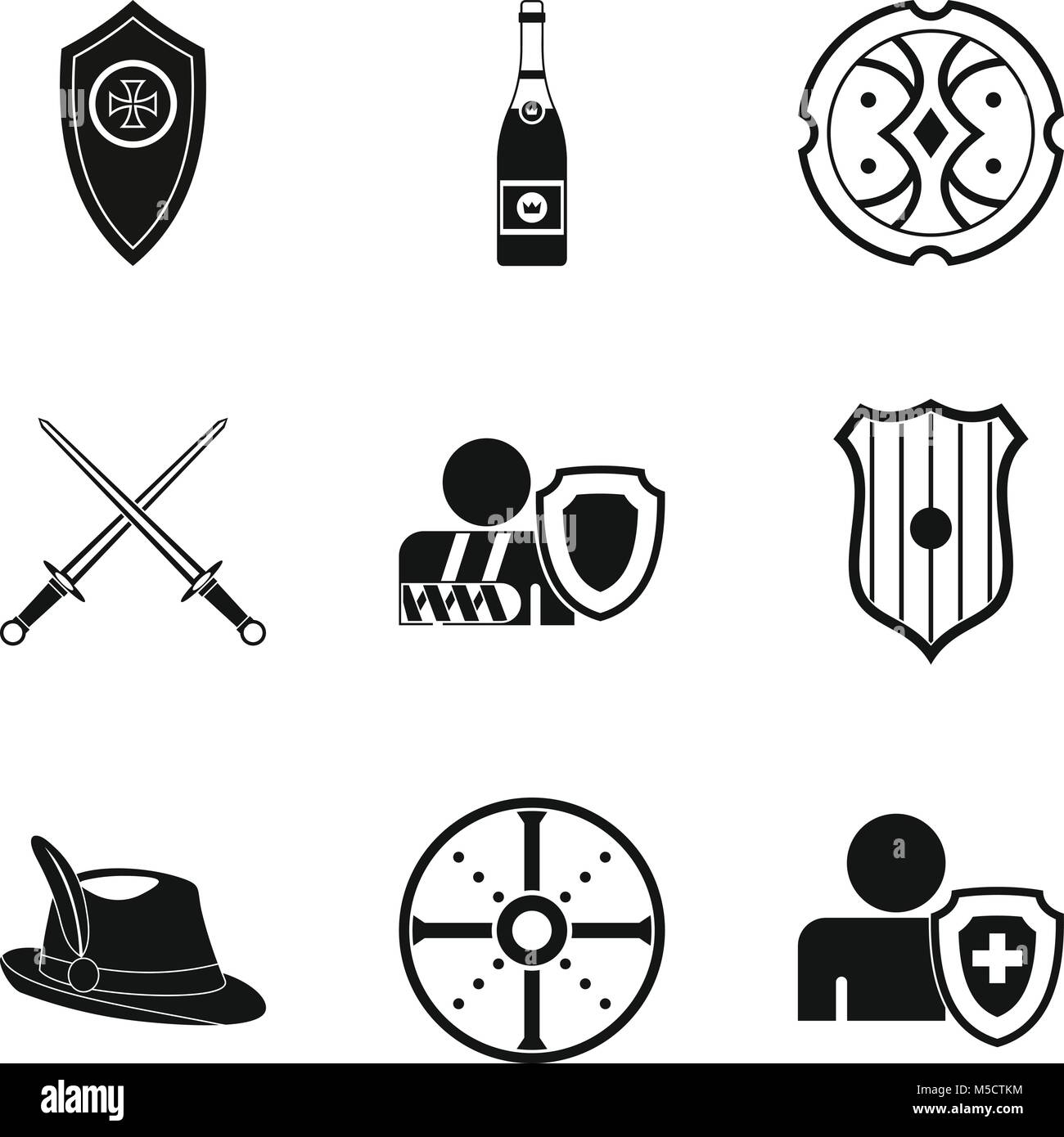 Shield icons set, simple style Stock Vector Image & Art - Alamy