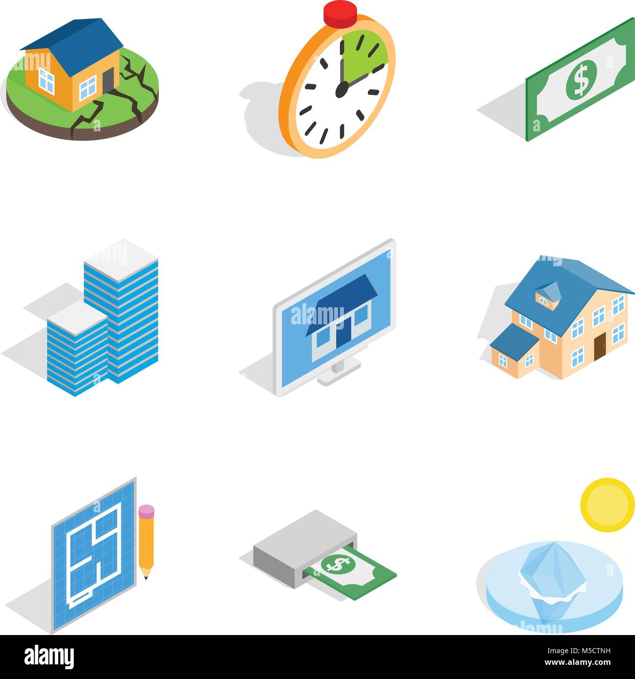 House development icons set, isometric style Stock Vector Image & Art ...