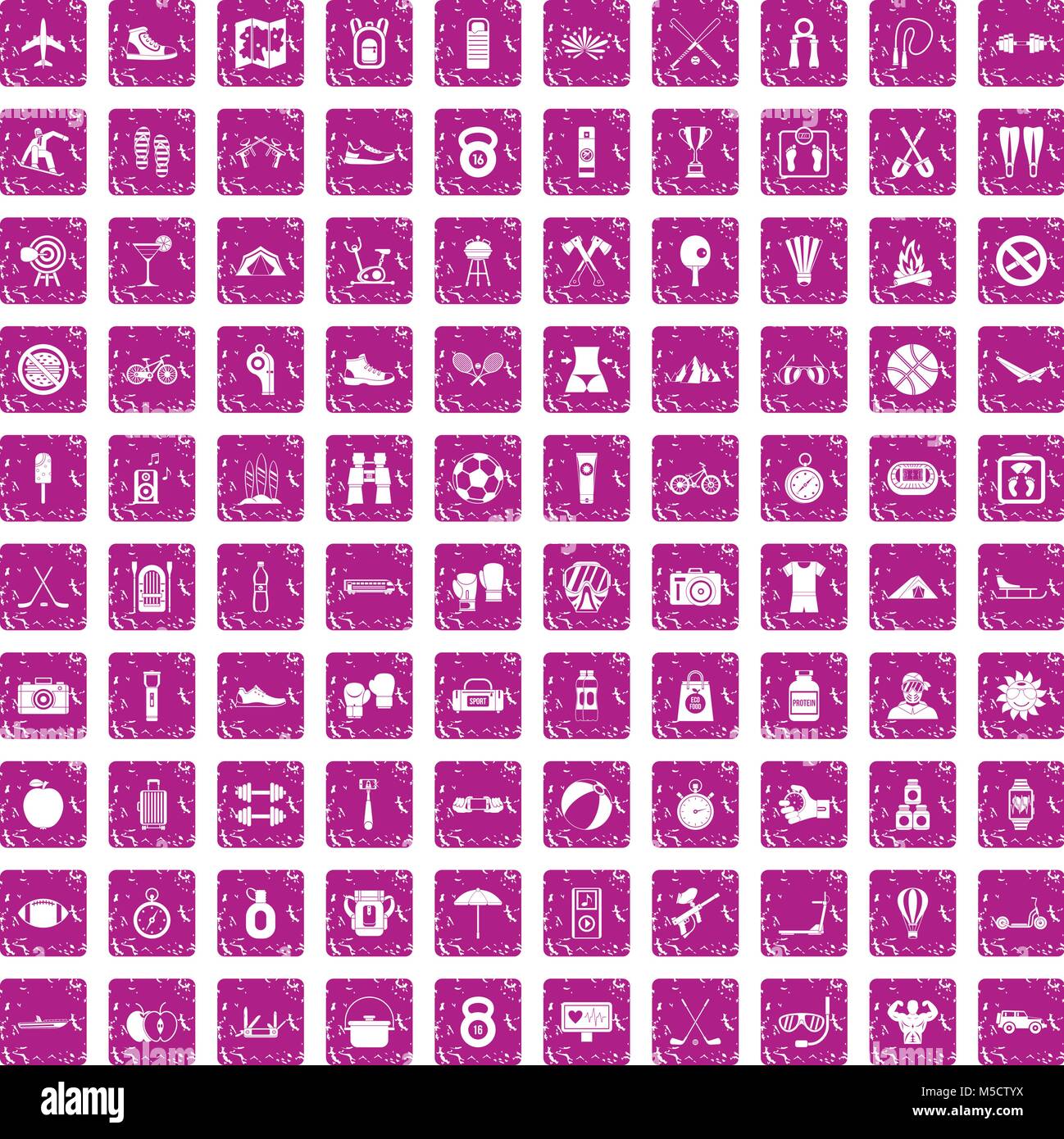 100 active life icons set grunge pink Stock Vector Image & Art - Alamy