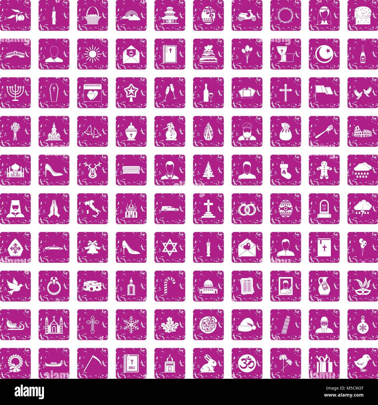 100 church icons set grunge pink Stock Vector Image & Art - Alamy