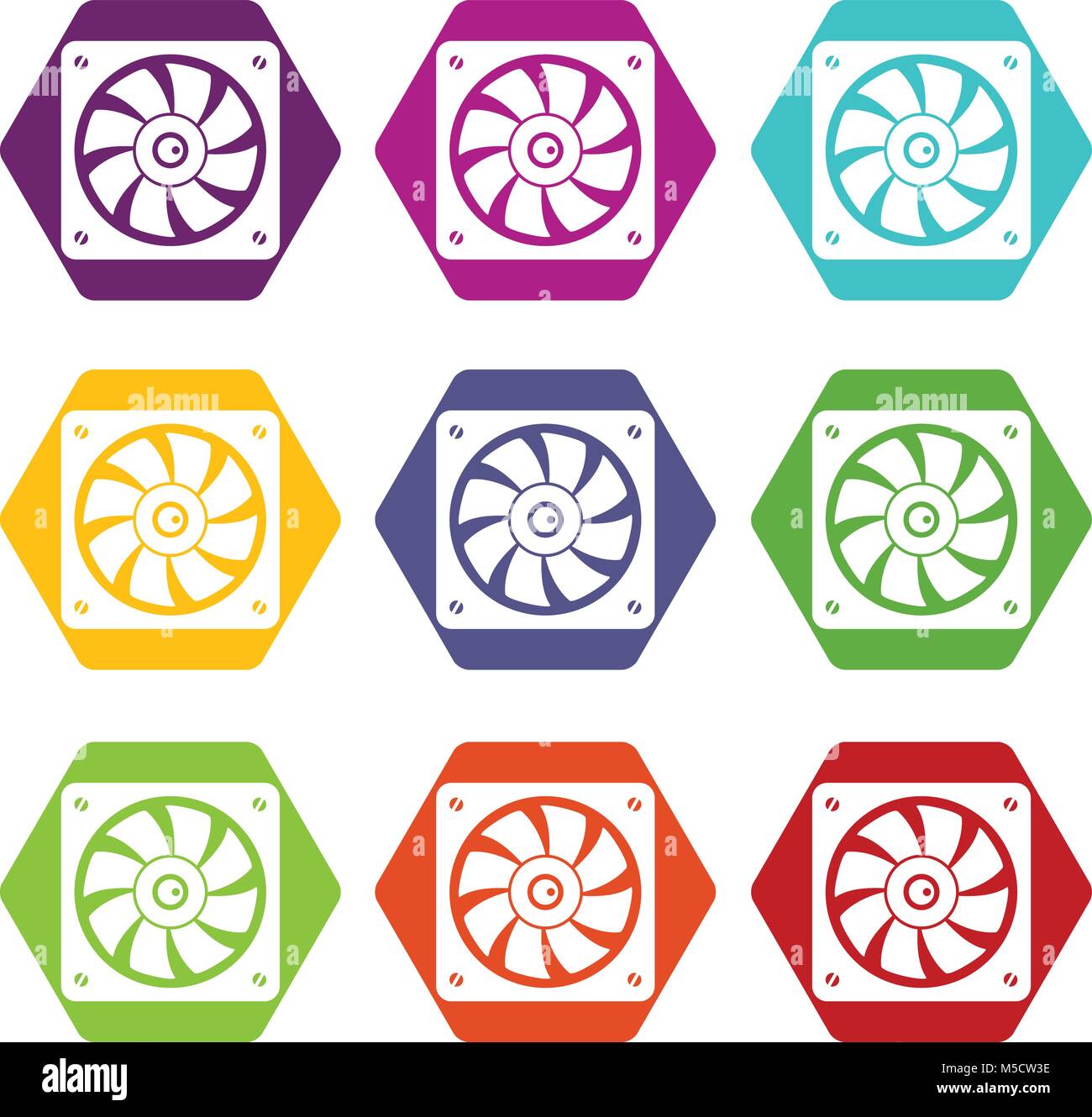 Computer fan icon set color hexahedron Stock Vector Image & Art - Alamy