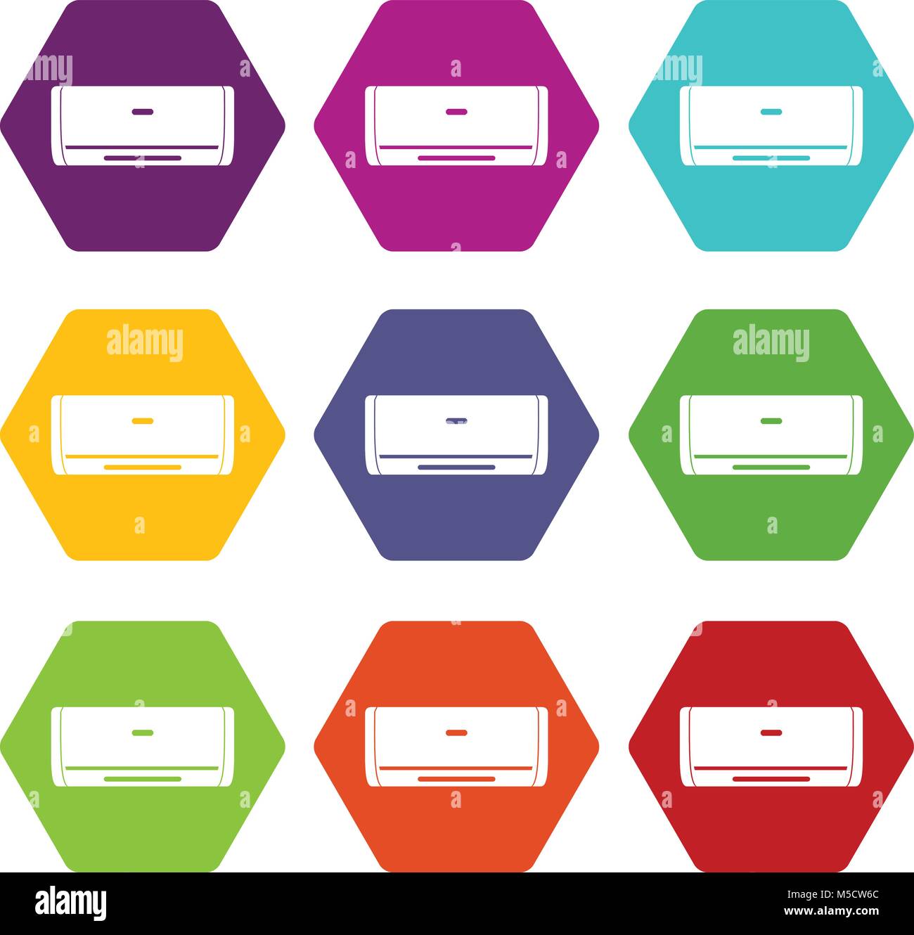 Internal unit air conditioner icon set color hexahedron Stock Vector ...