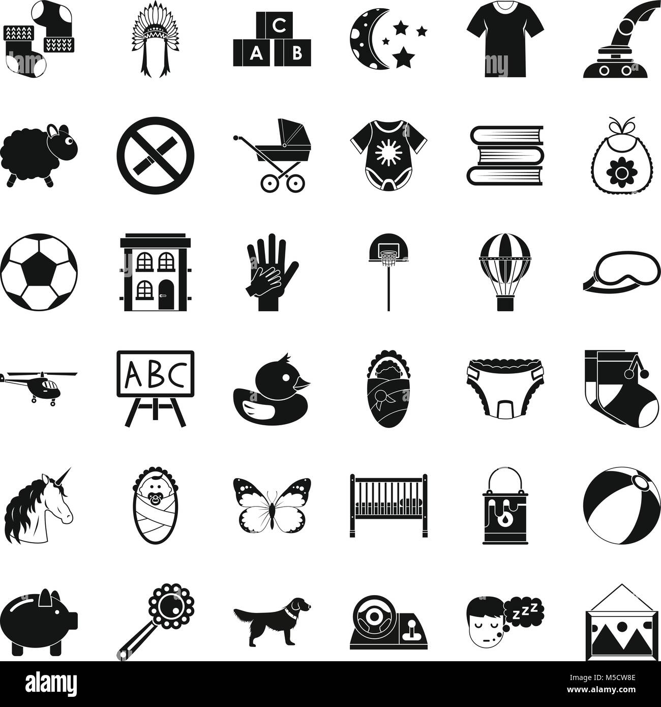 Preschool icons set, simple style Stock Vector Image & Art - Alamy