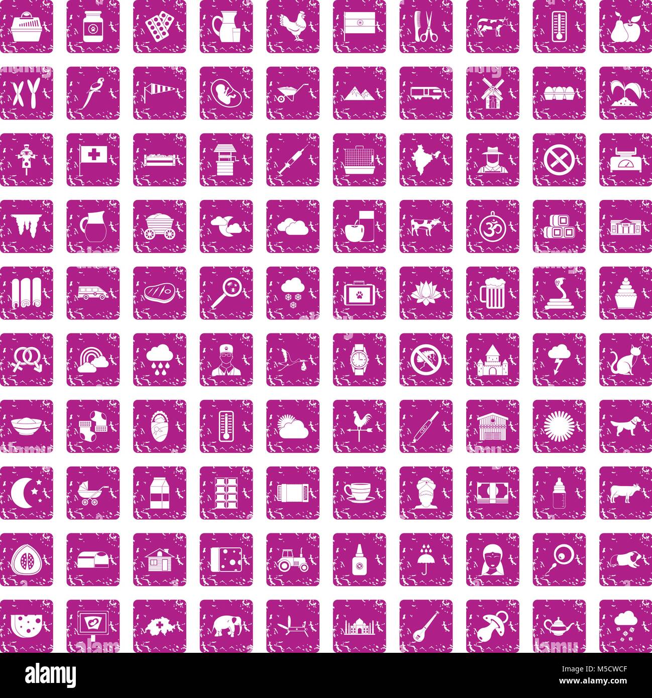 100 cow icons set grunge pink Stock Vector Image & Art - Alamy
