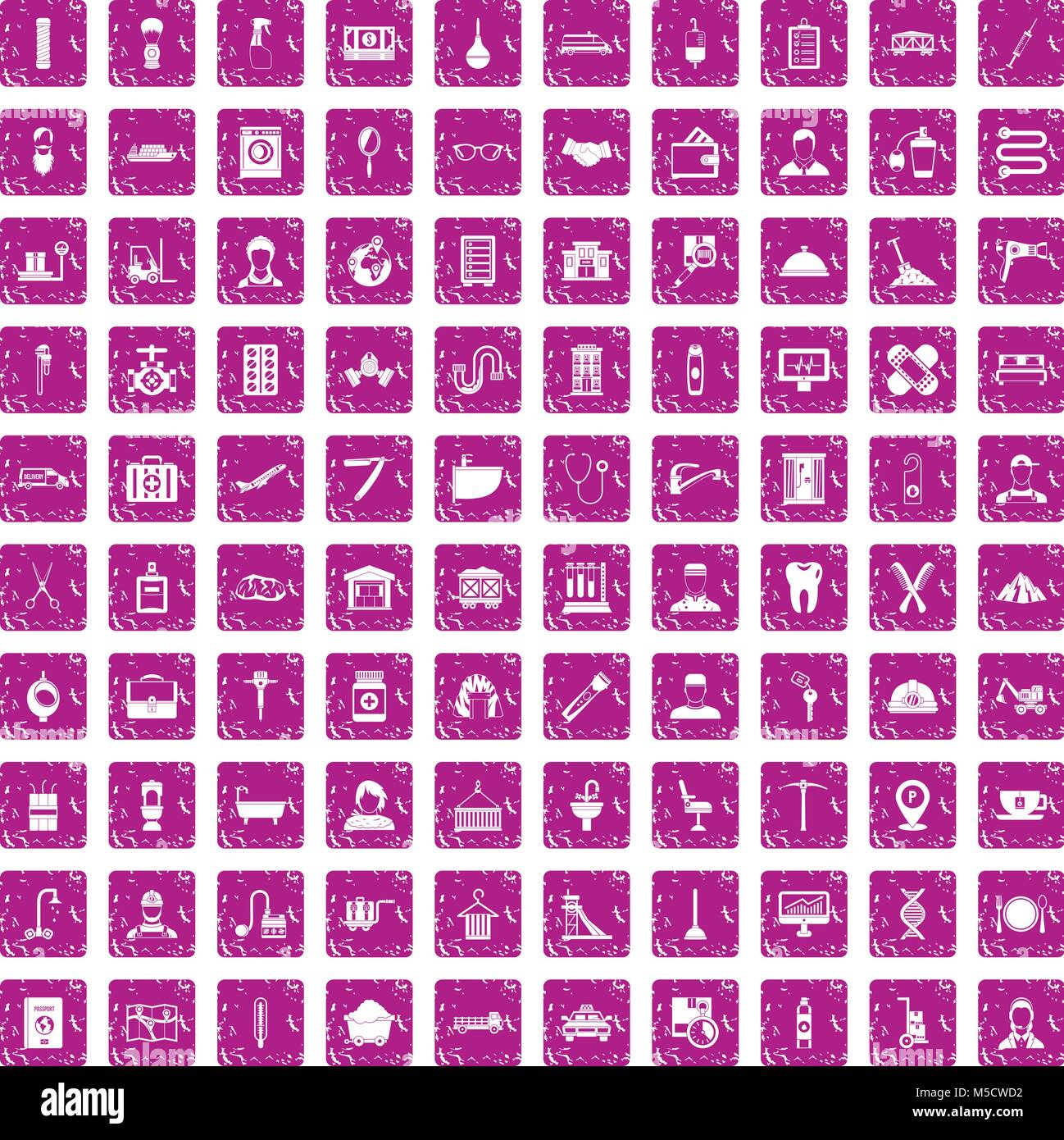 100 craft icons set grunge pink Stock Vector Image & Art - Alamy