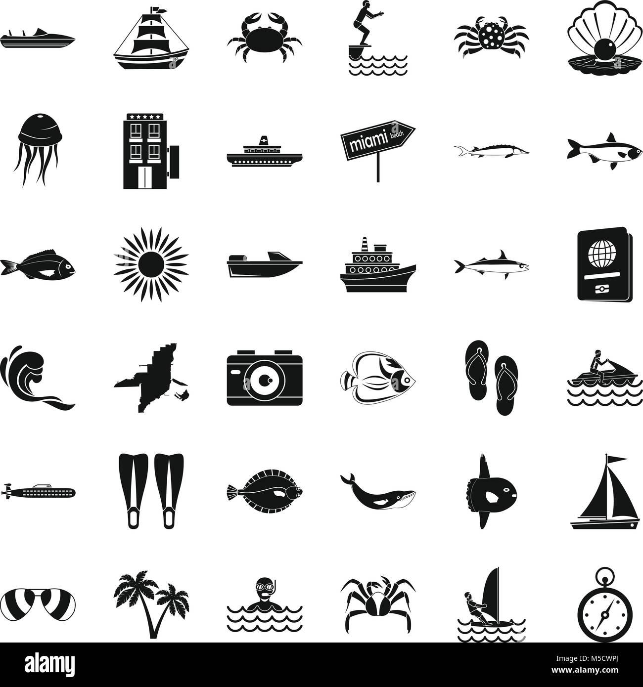 Pelagic icons set, simple style Stock Vector Image & Art - Alamy