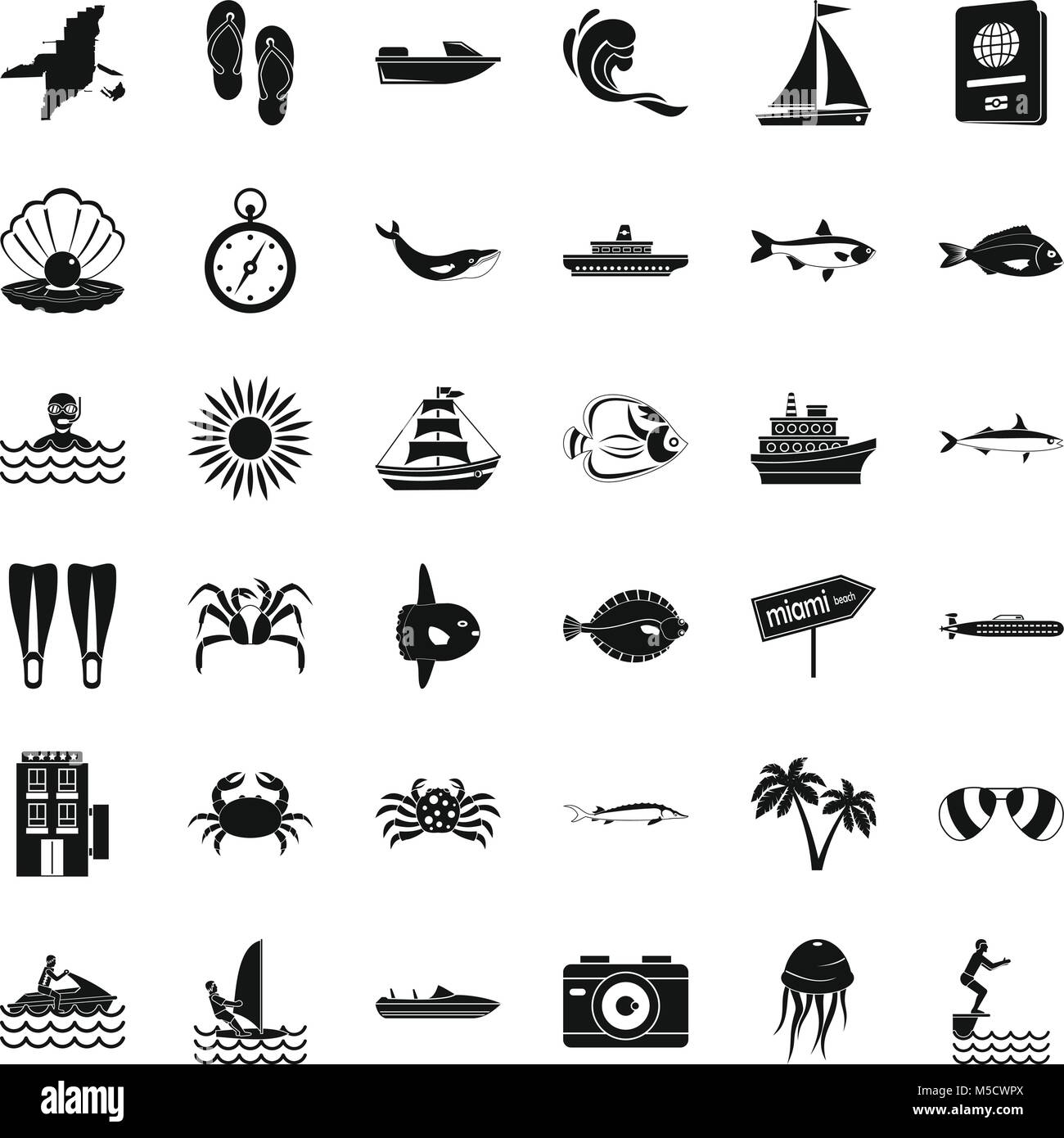 Oceanographic icons set, simple style Stock Vector Image & Art - Alamy