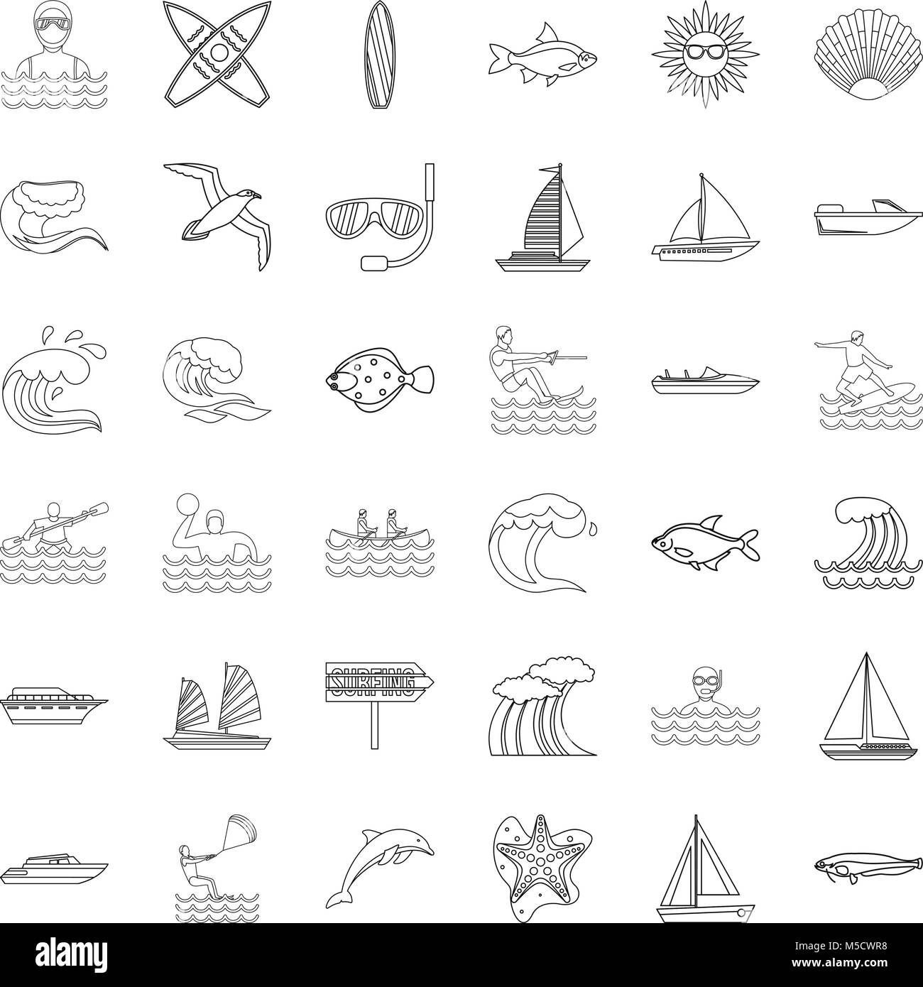 Oceanological icons set, outline style Stock Vector Image & Art - Alamy