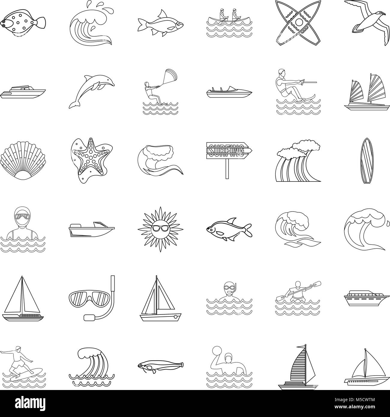 Running water icons set, outline style Stock Vector Image & Art - Alamy
