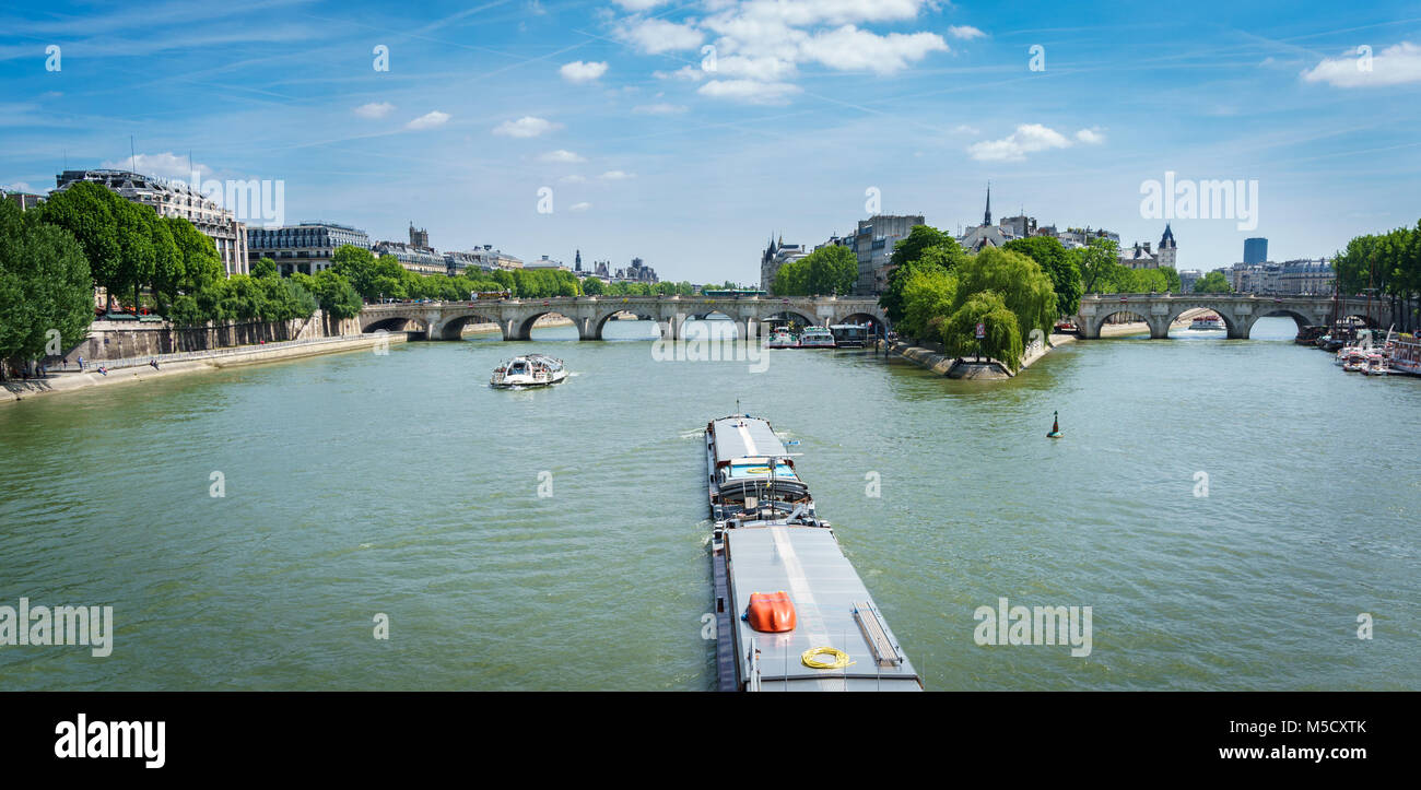Boat over Seine river, Paris Stock Photo - Alamy