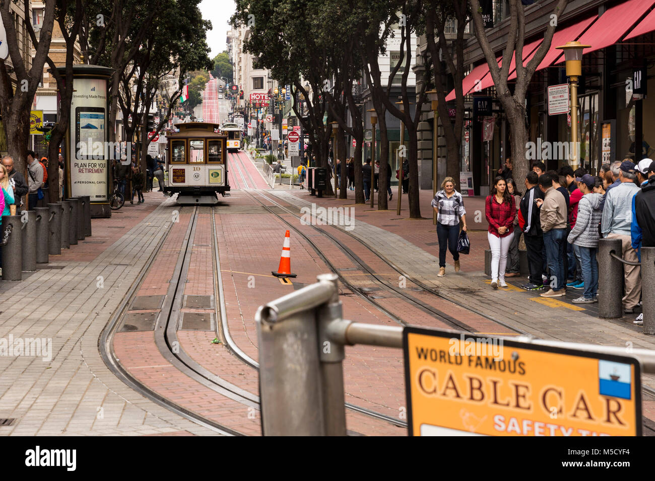 Cable Car Stop, Union Square. Aug, 2016. San Francisco, California, U.S ...