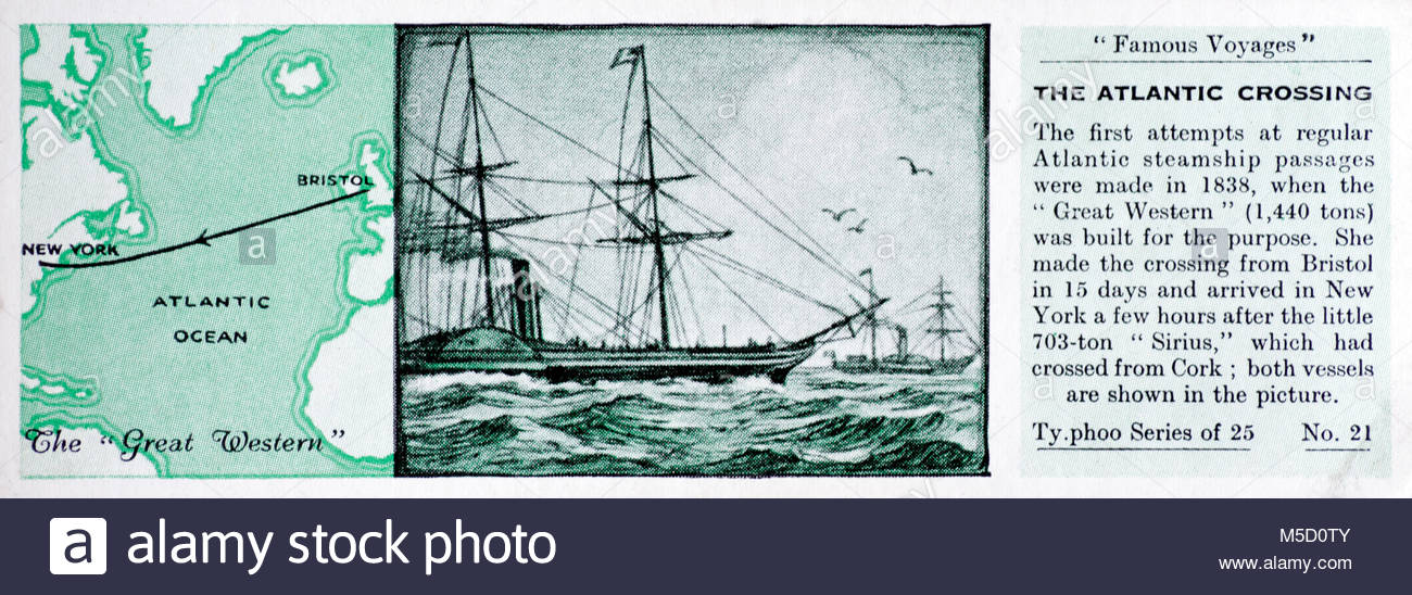 Famous Voyages - Steamships the Great Western and Sirius completing The ...