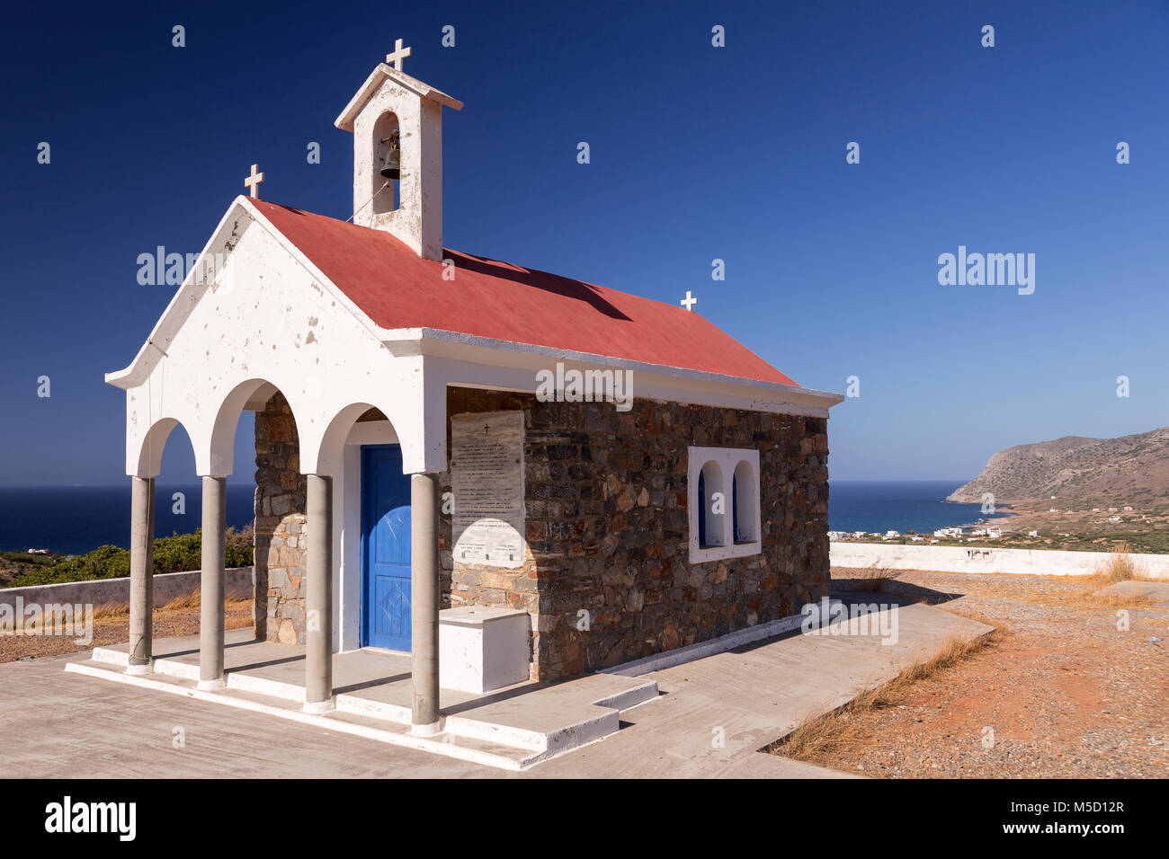 Greek orthodox church at Milatos on the north coast of Crete Stock ...