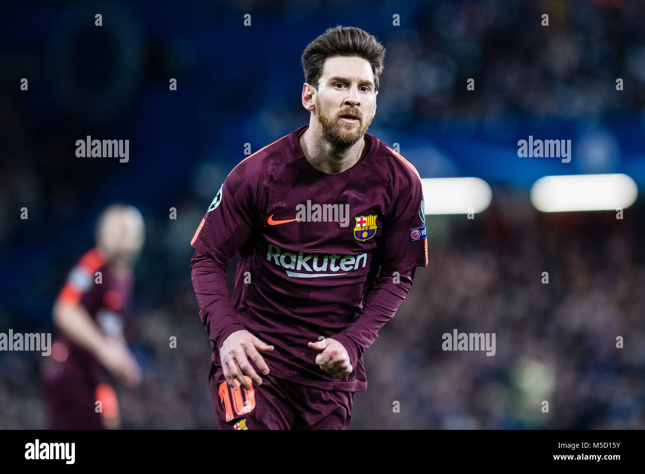 LONDON, ENGLAND - FEBRUARY 20: Lionel Messi (10) of FC Barcelona during ...
