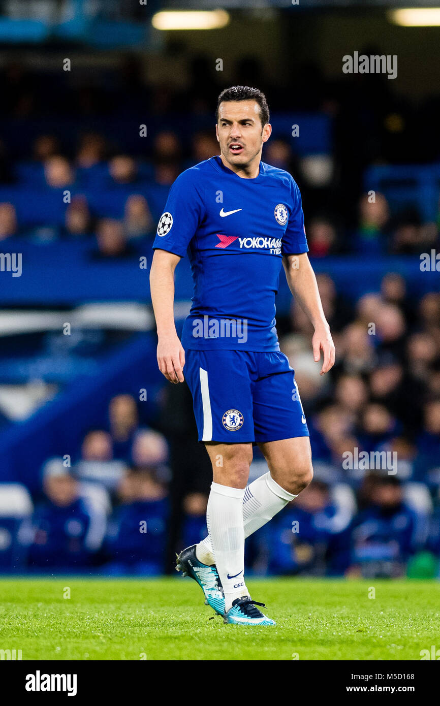 LONDON, ENGLAND - FEBRUARY 20: Pedro (11) of Chelsea during the UEFA ...