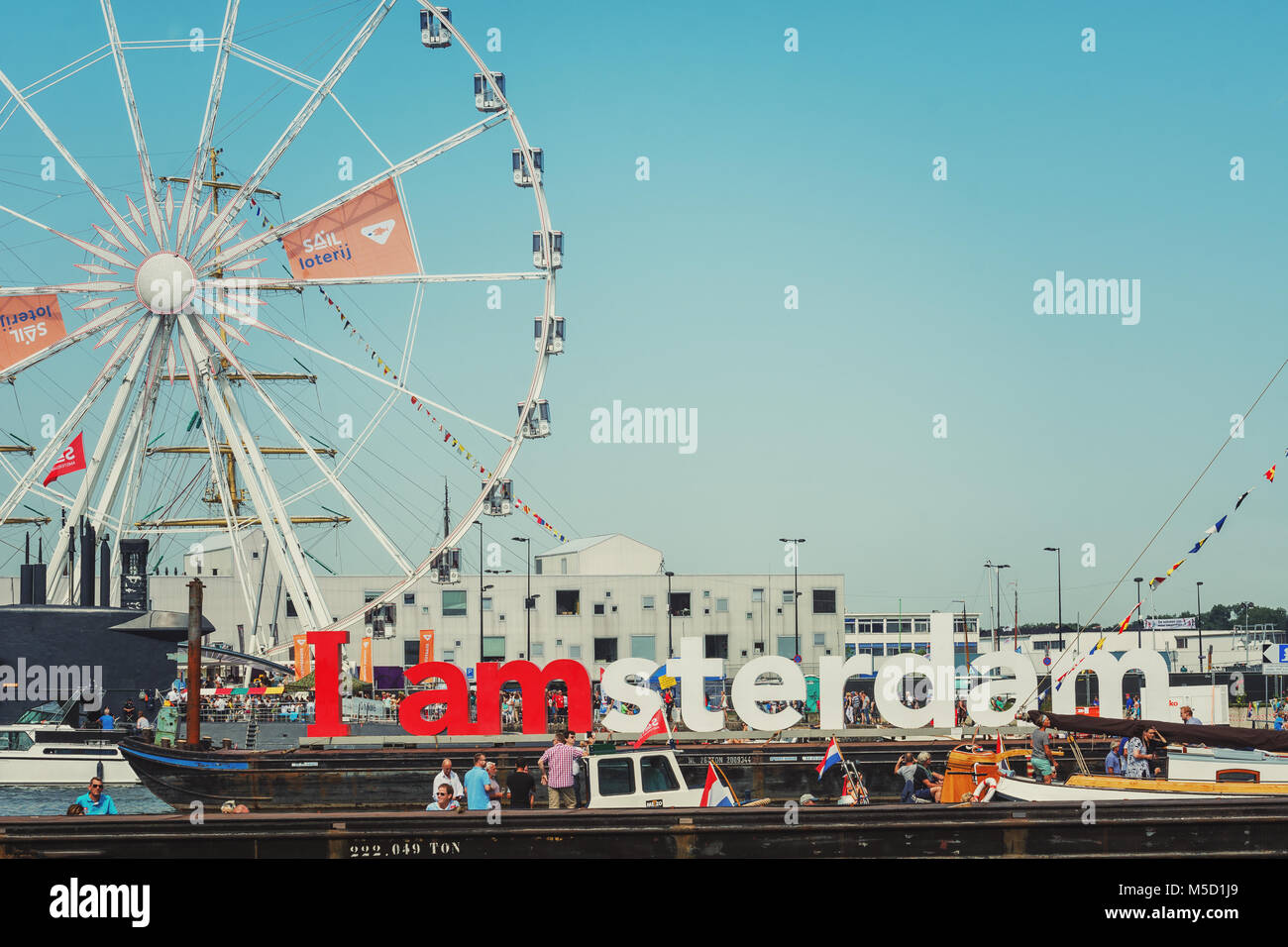 Amsterdam, Netherlands - August 20: Ferris wheel at the Sail 2015 event ...