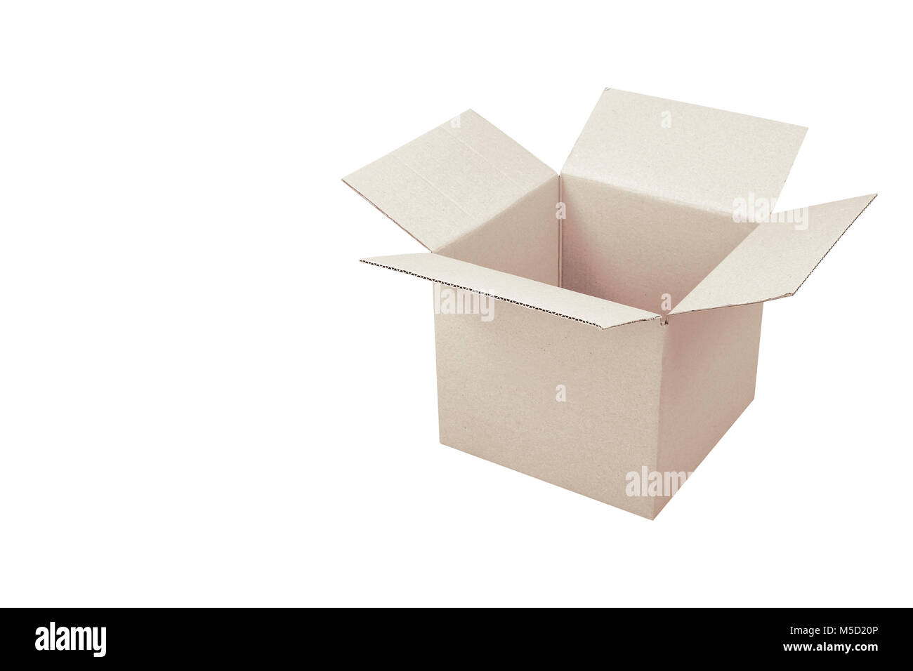 Postage and packing service - Open Package isolated on a blue wood ...