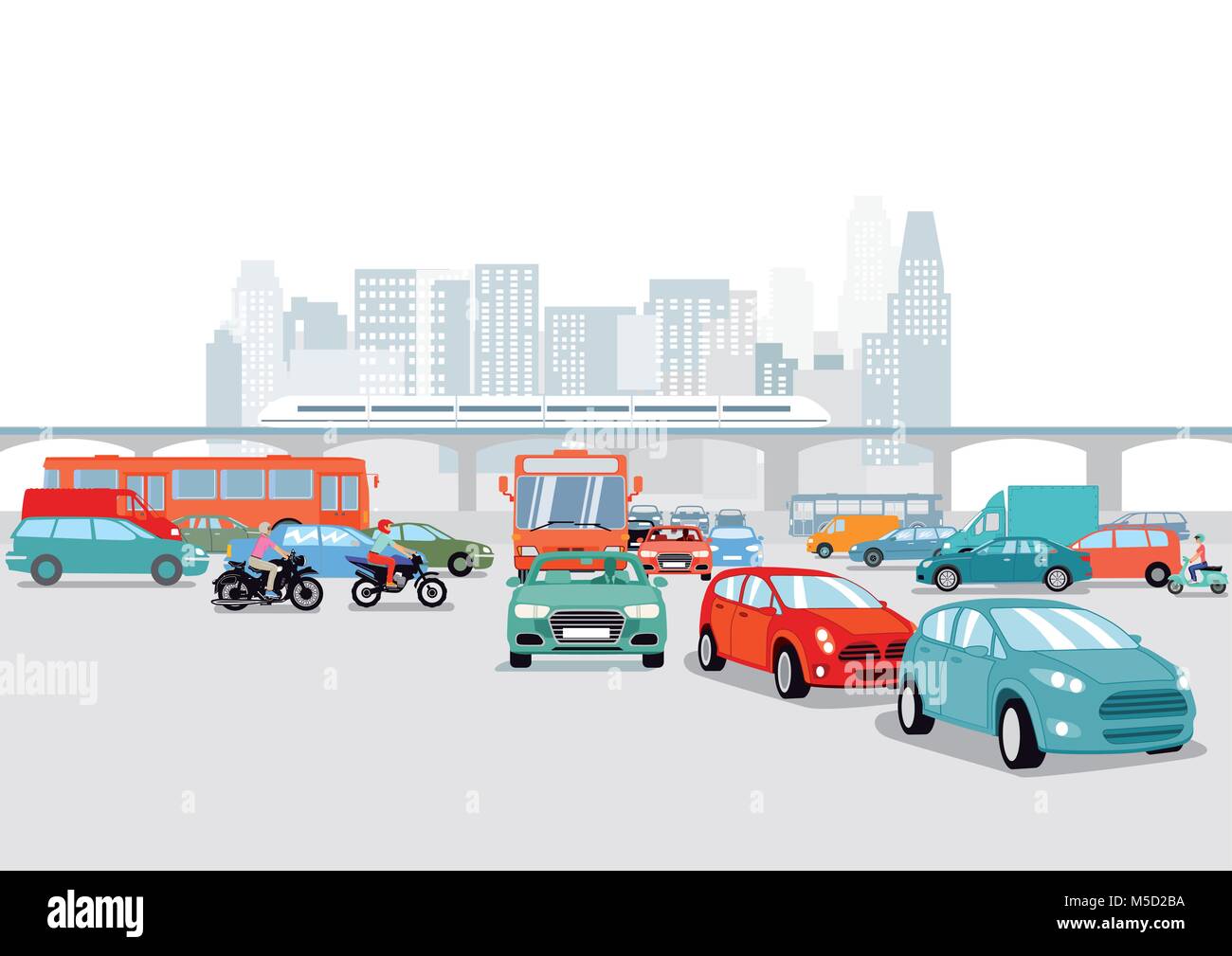 Delivery truck traffic jam Stock Vector Images - Alamy