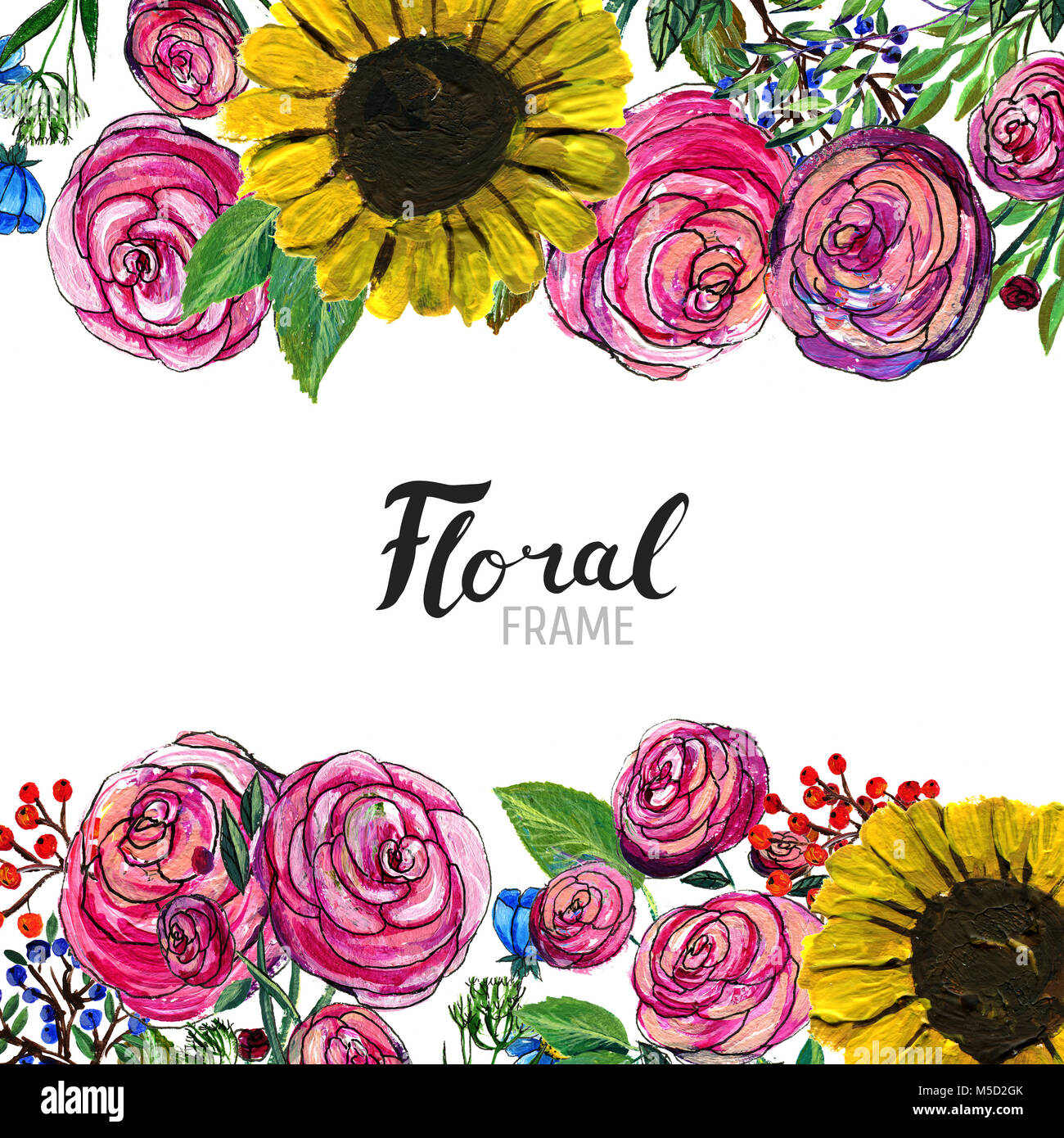 Hand drawn Flower Border Stock Photo - Alamy