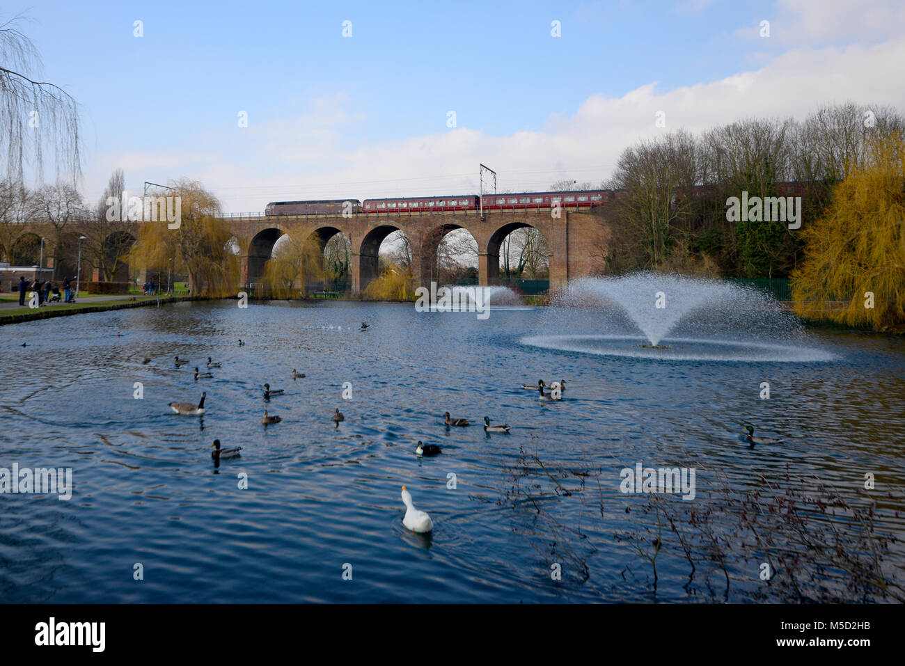 West Coast Railways Class 47 diesel locomotive & train crossing railway ...