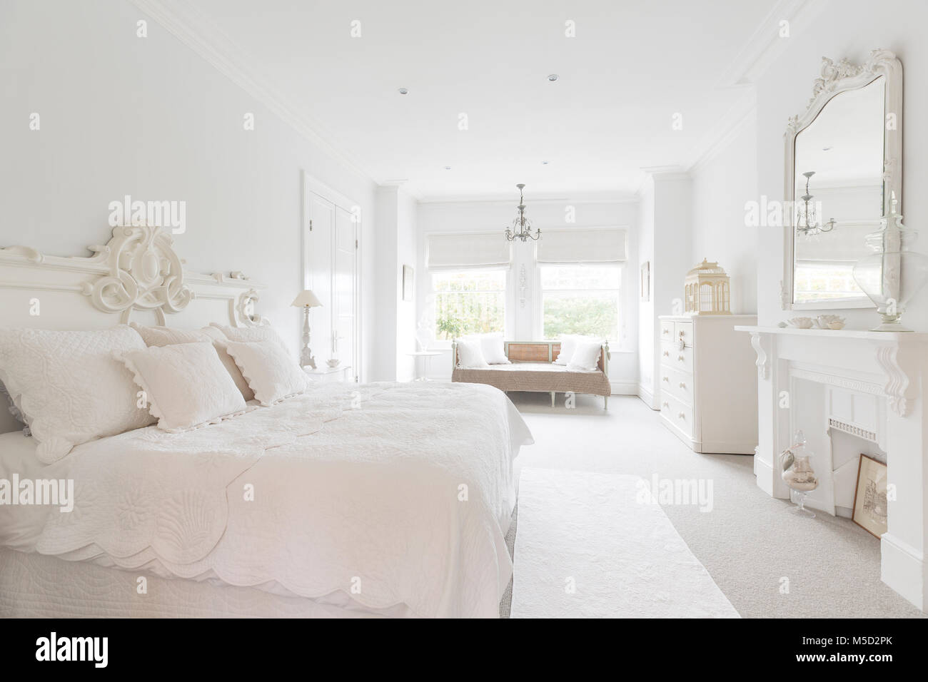 White, luxury home showcase interior bedroom Stock Photo - Alamy