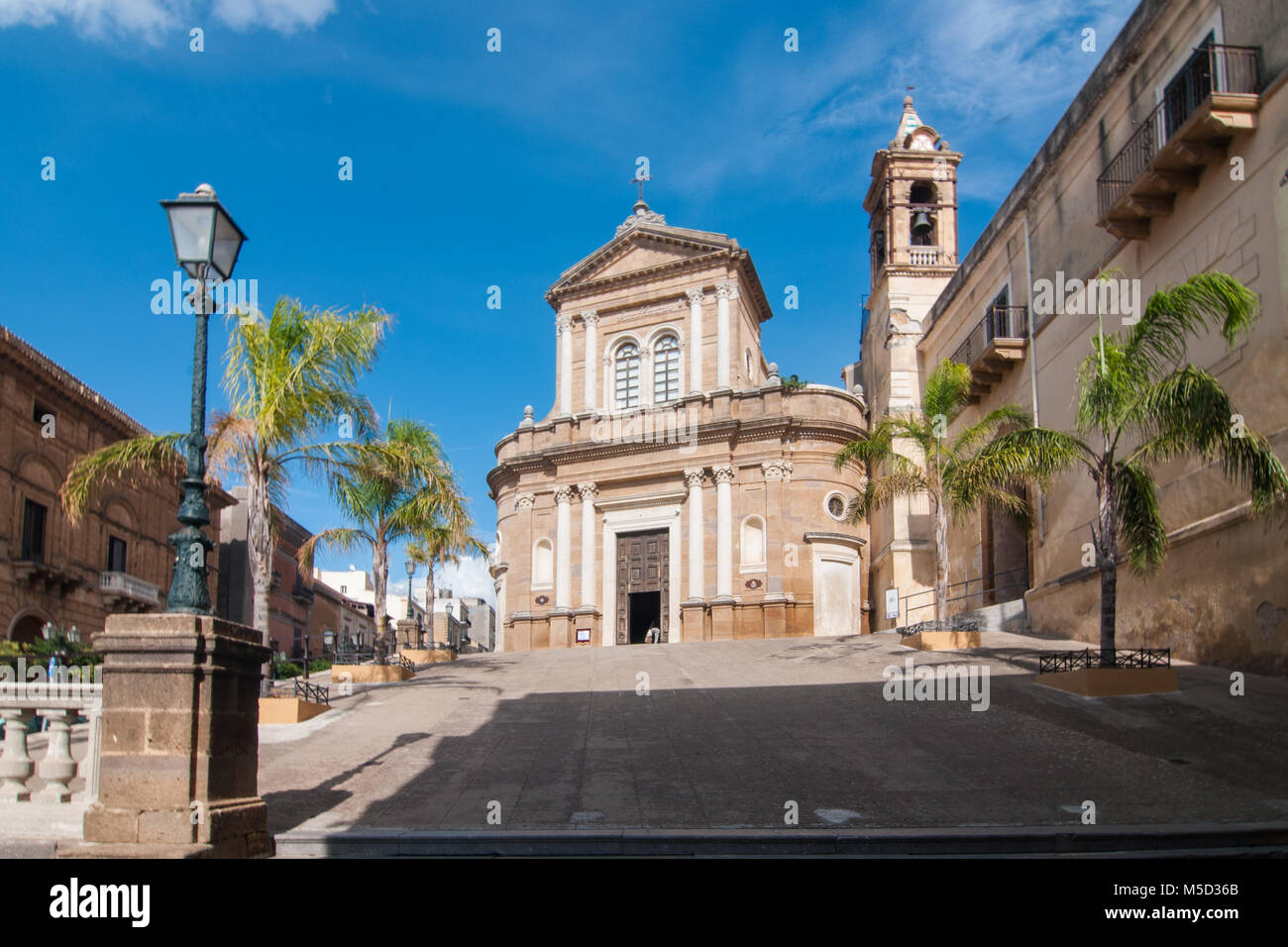 A view of the church of the village of Sambuca di Sicilia, Italy ...