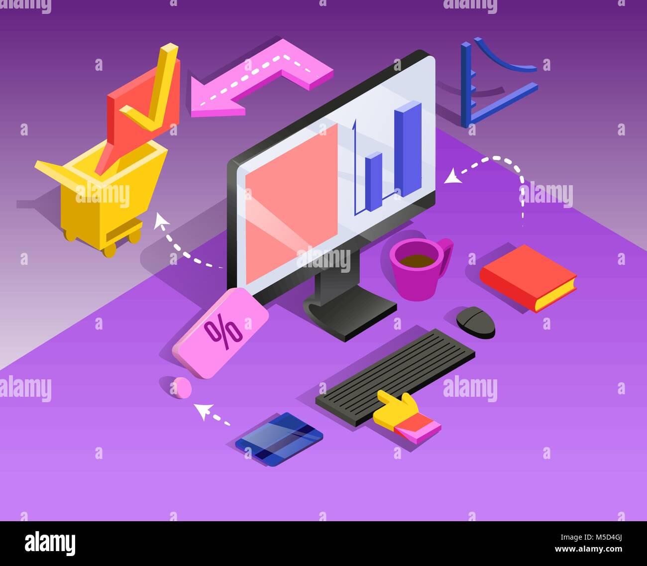 3d isometric internet banking. Money transfer, financial transaction ...