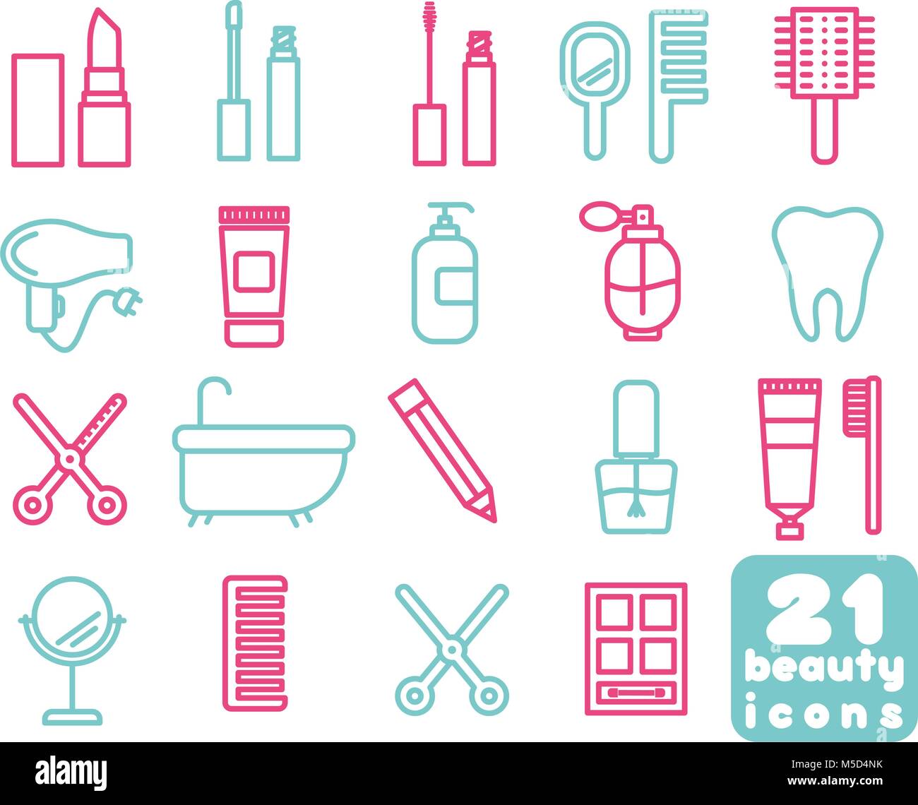 Helth and Beauty Vector Icons Clip Art set of 21 Simple routine objects ...
