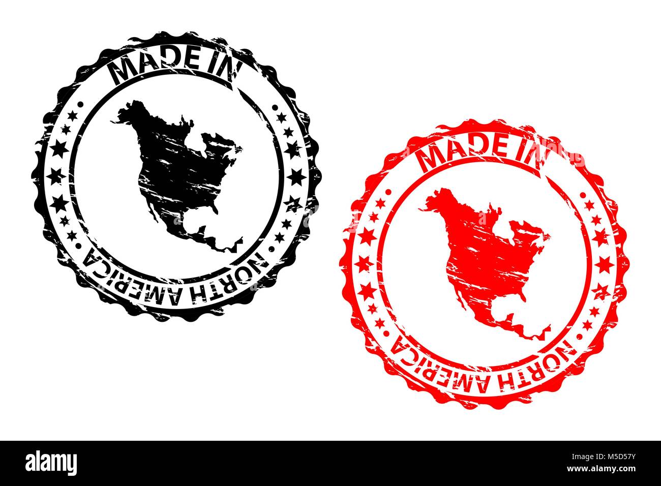 Made in North America - rubber stamp - vector - North America continent ...