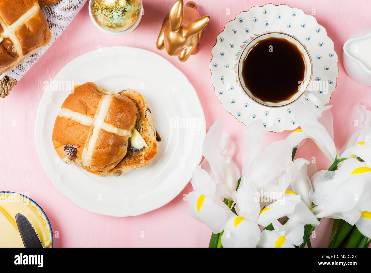 Hot cross bun and coffee hi-res stock photography and images - Alamy