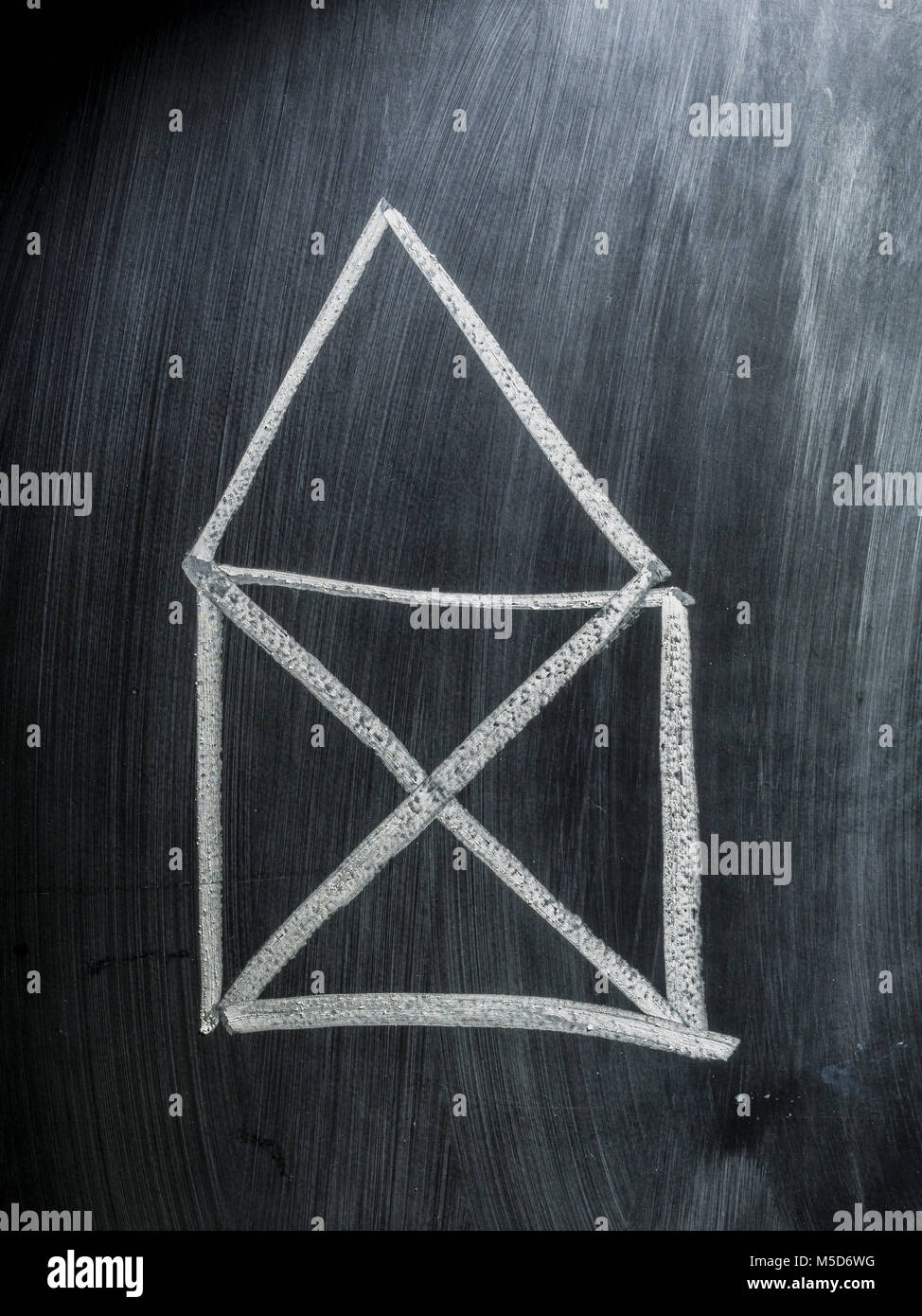 Blackboard, chalked house Stock Photo - Alamy