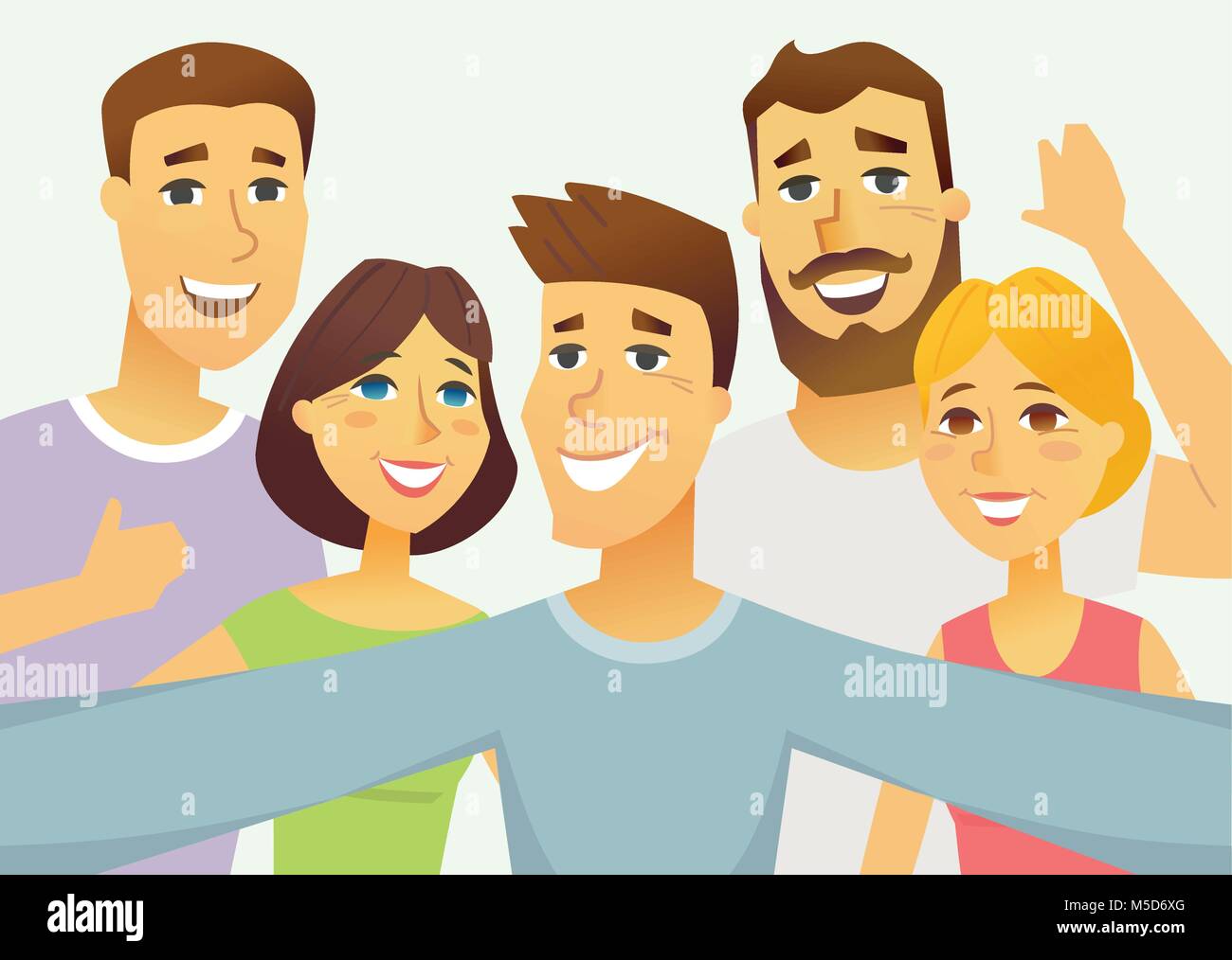 Group Of 6 Friends Cartoon