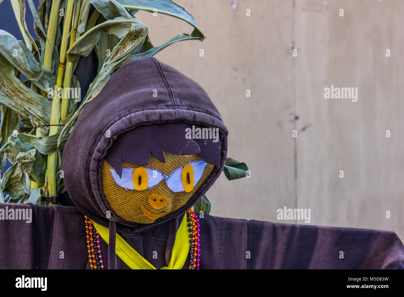 Halloween Scarecrow On Small City Street Stock Photo - Alamy