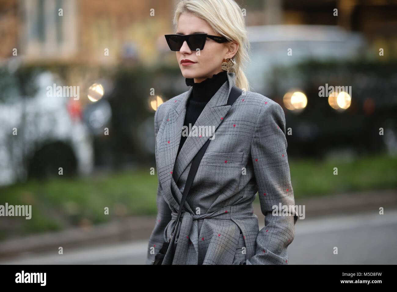 Blogger Caroline Daur attending the Alberta Ferretti show during Milan ...