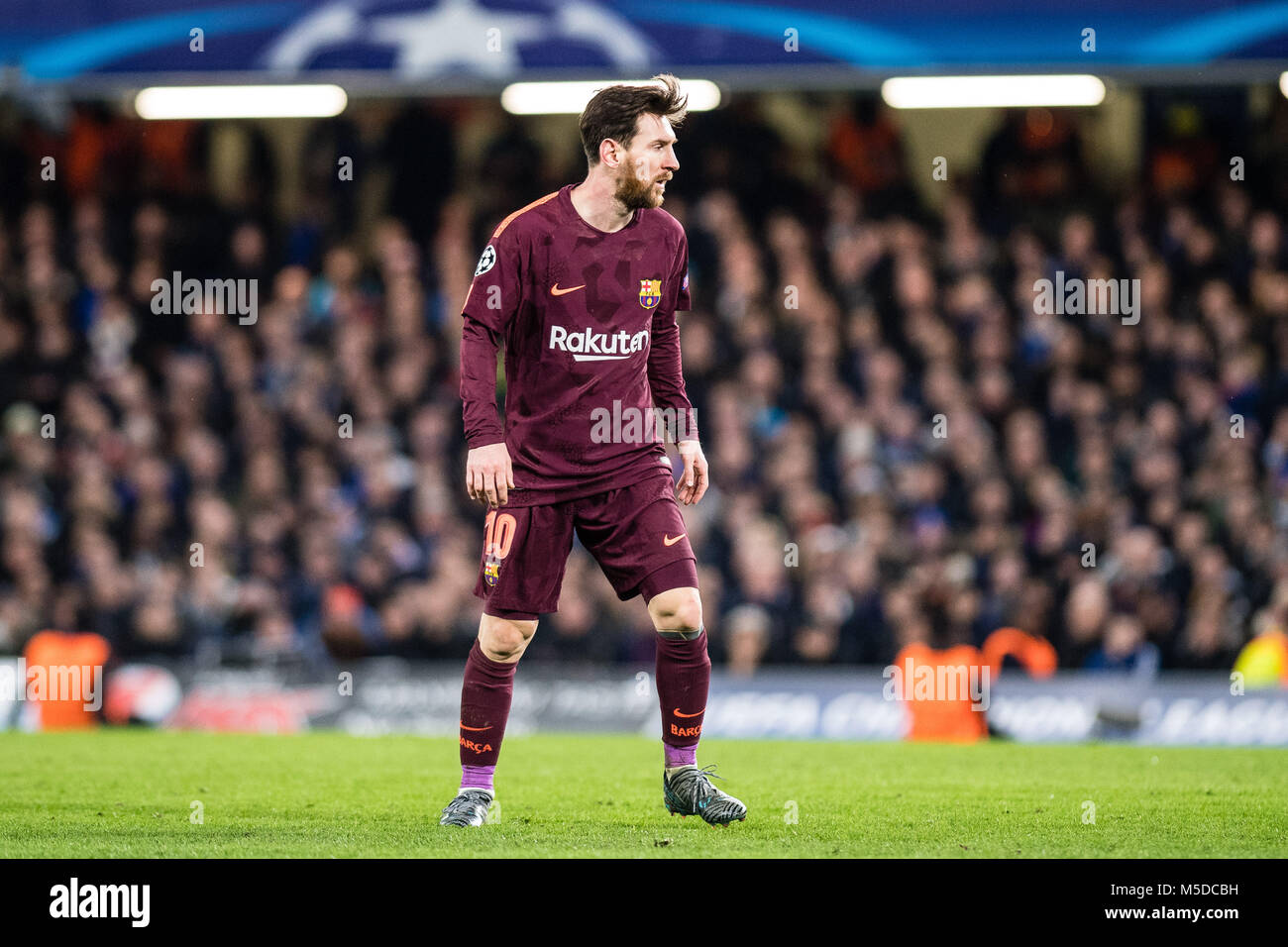 LONDON, ENGLAND - FEBRUARY 20: Lionel Messi (10) of FC Barcelona during ...