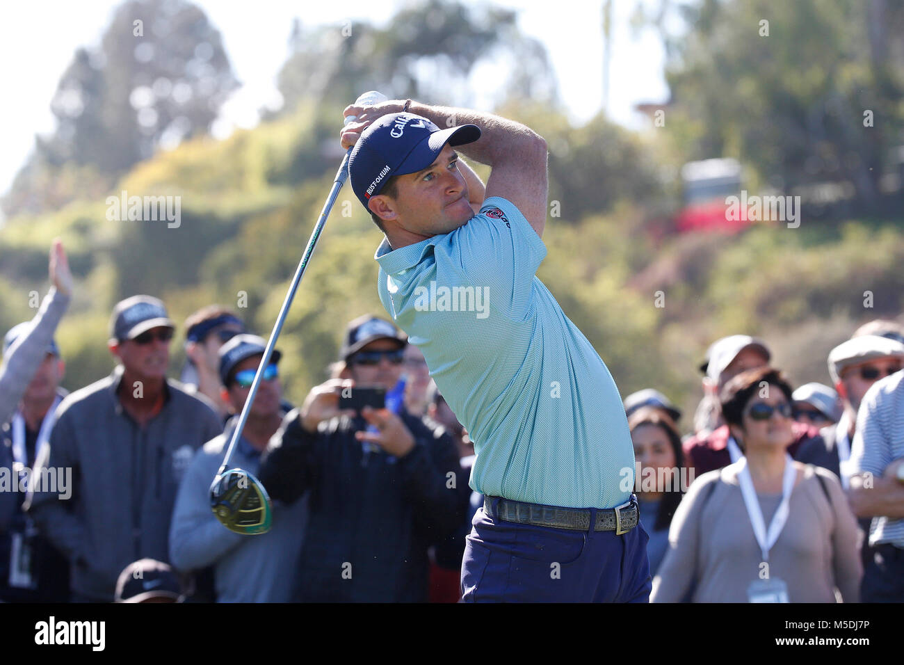 February 18, 2018 Sam Saunders hits a tee shot on the 18th hole during ...