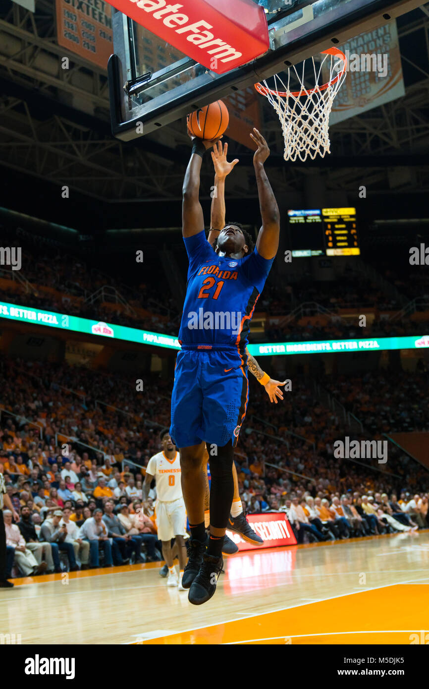 February 21, 2018: Dontay Bassett #21 of the Florida Gators shoots the ...