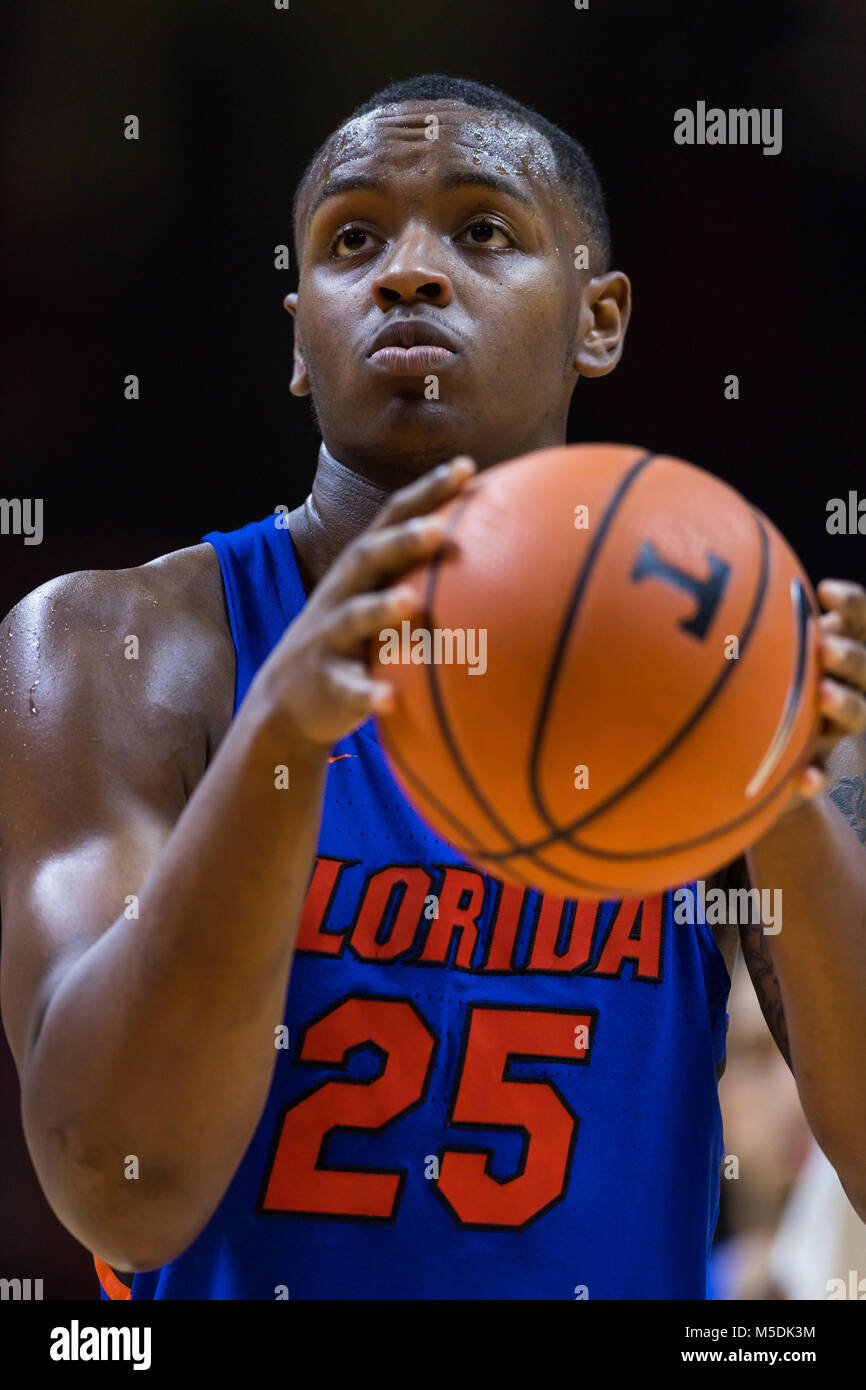 February 21, 2018: Keith Stone #25 of the Florida Gators shoots a free ...