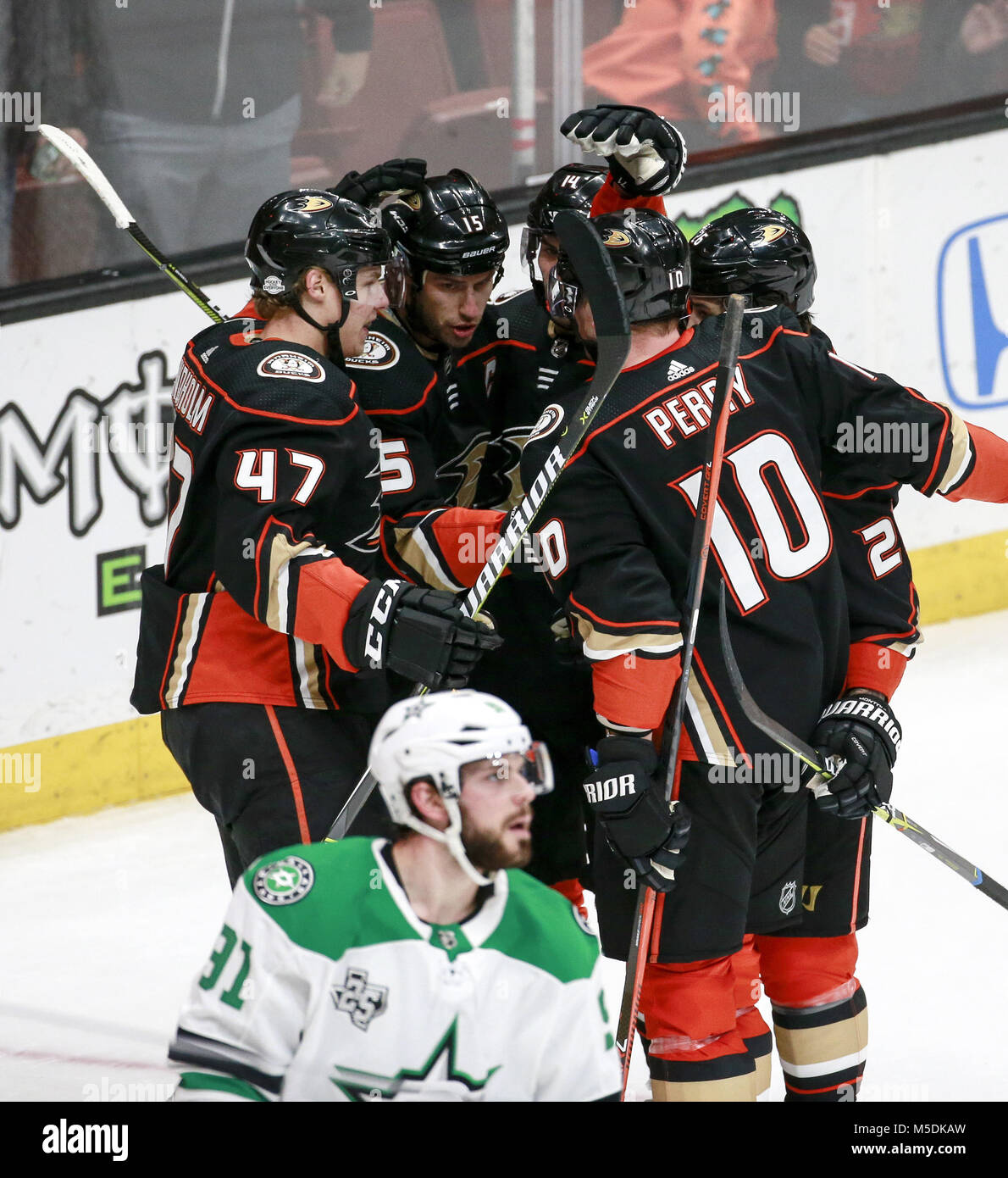 Los Angeles, California, USA. 21st Feb, 2018. Anaheim Ducks' players ...