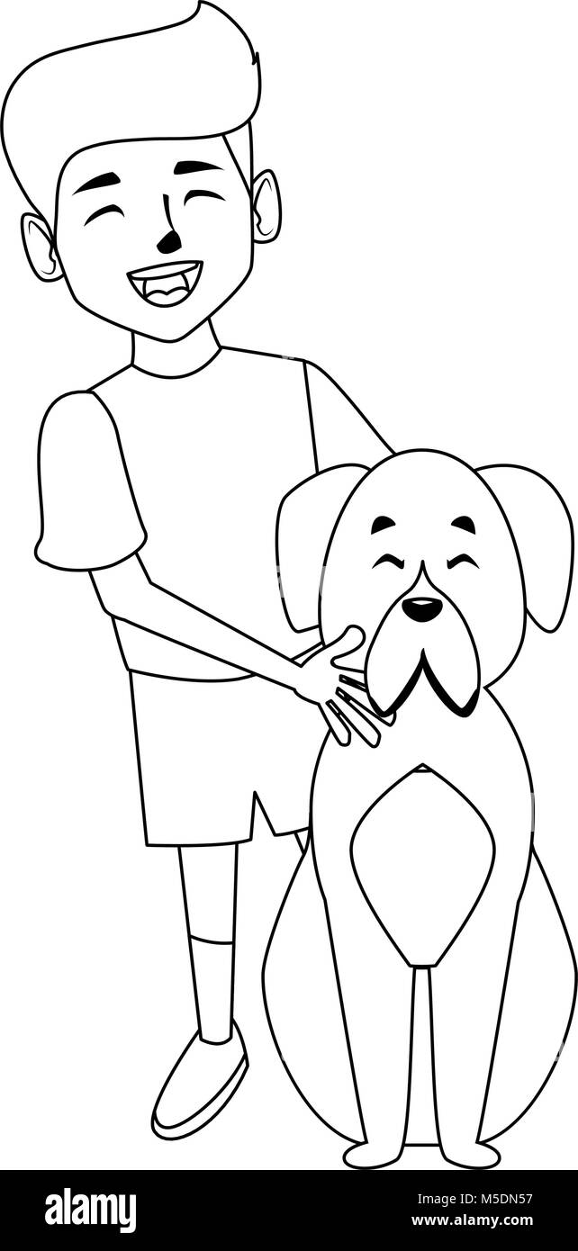 Dog and boy cartoon Stock Vector Image & Art - Alamy