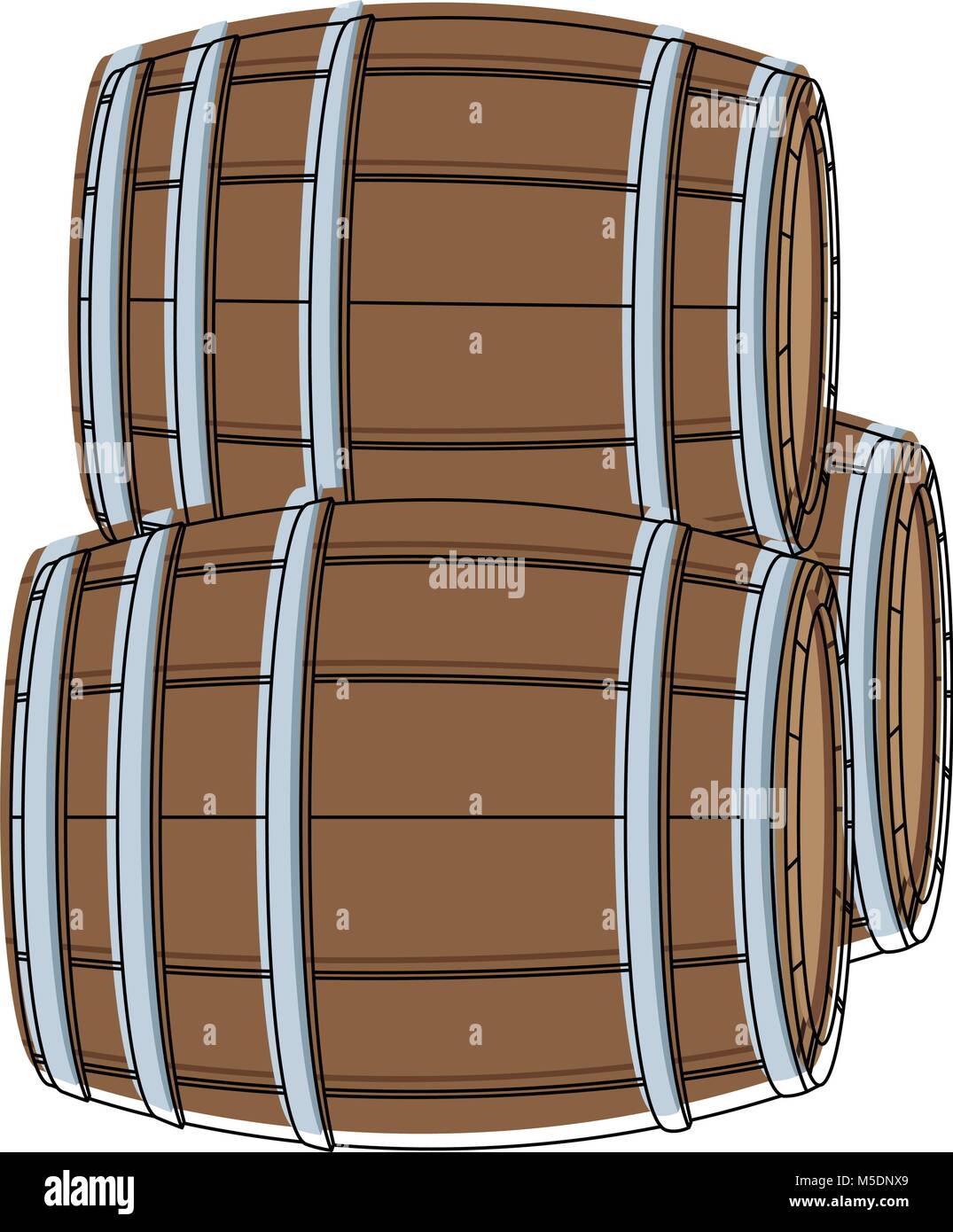 Wooden oak barrels wine Stock Vector Images - Alamy