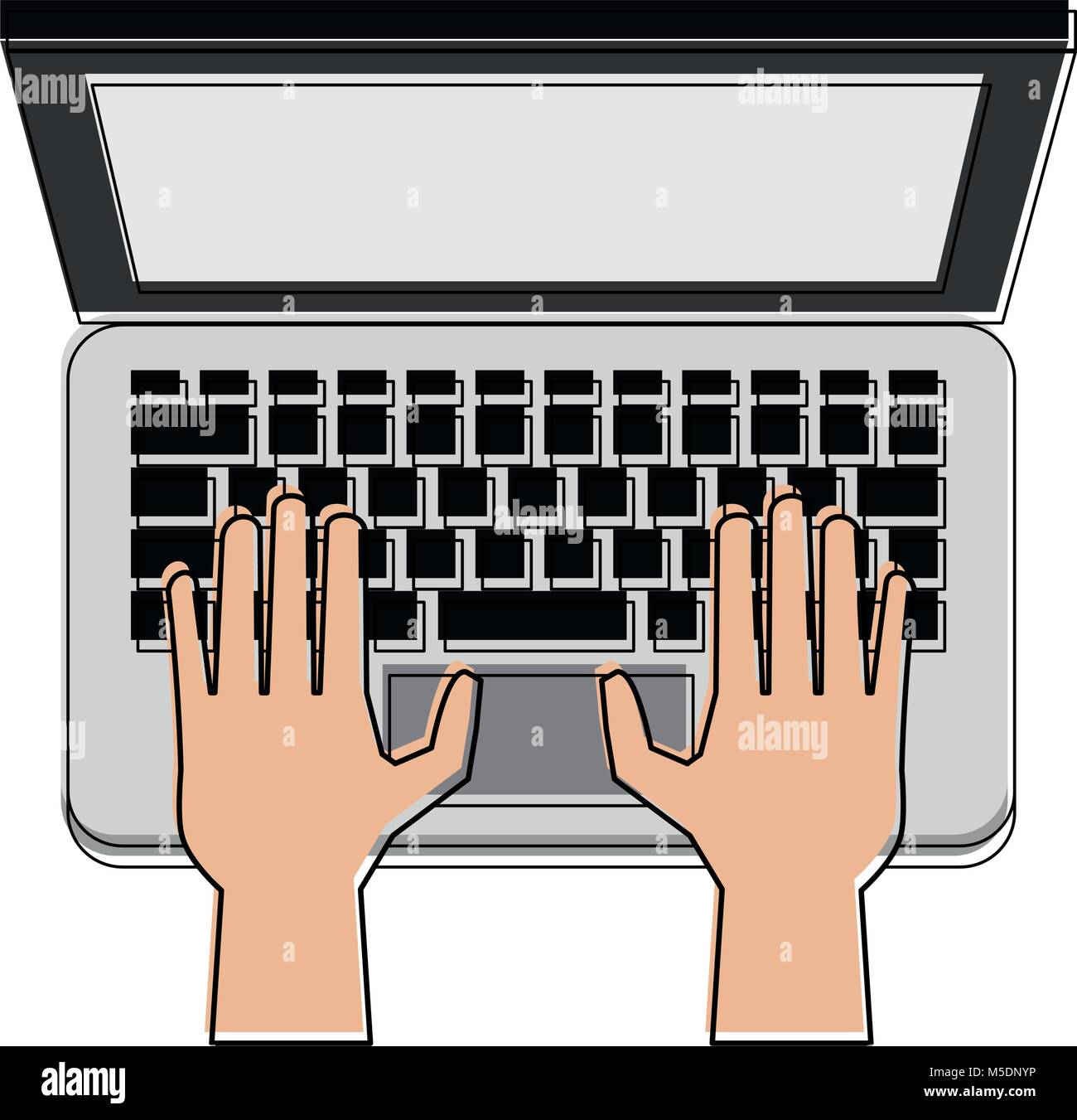 Hands on laptop Stock Vector Image & Art - Alamy