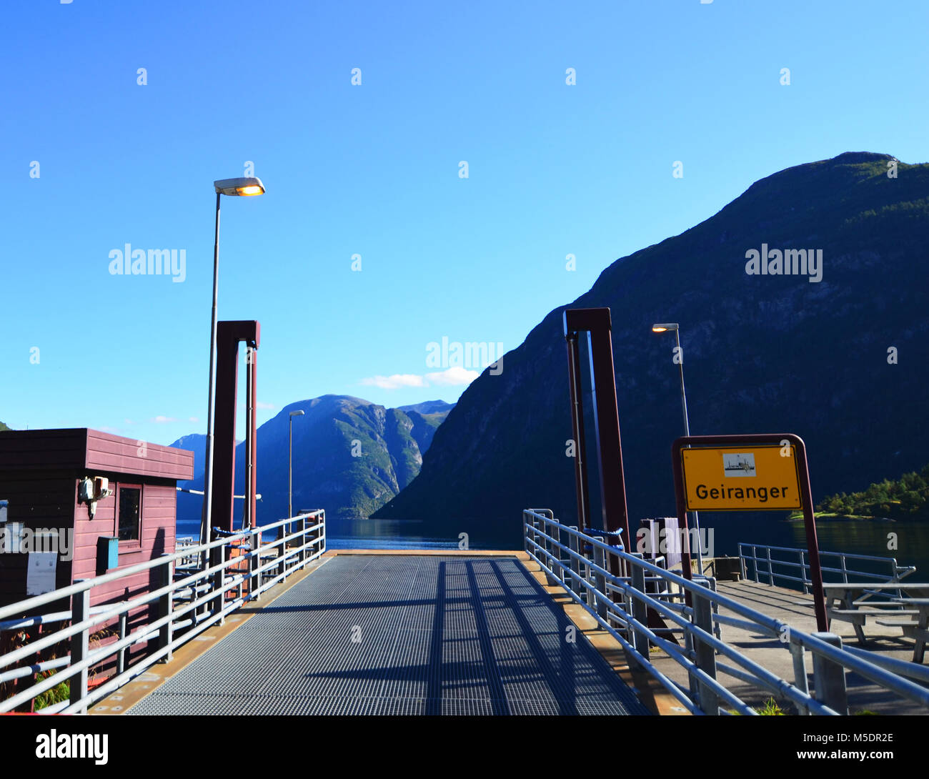 Hellesylt, Norway - September 2nd, 2017: Ferry port in Hellesylt, a ...