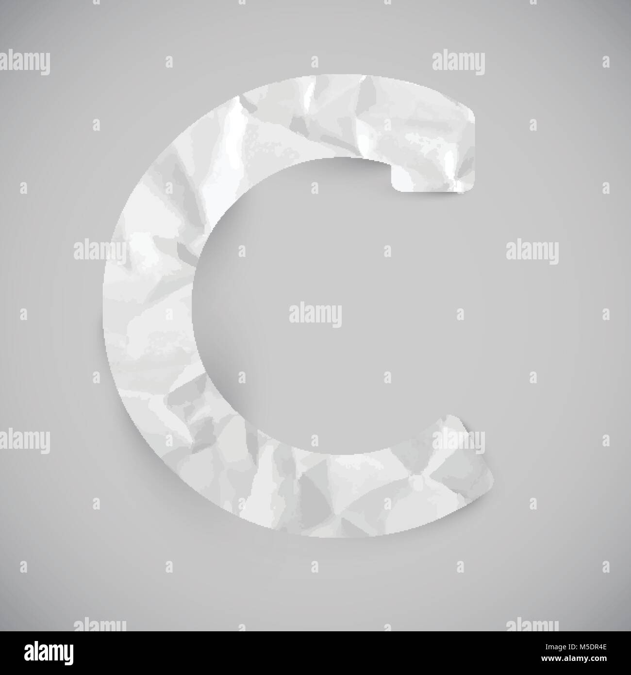 Letter made by crumpled paper with shadows, vector Stock Vector Image ...