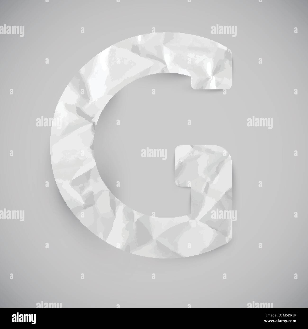 Letter made by crumpled paper with shadows, vector Stock Vector Image ...
