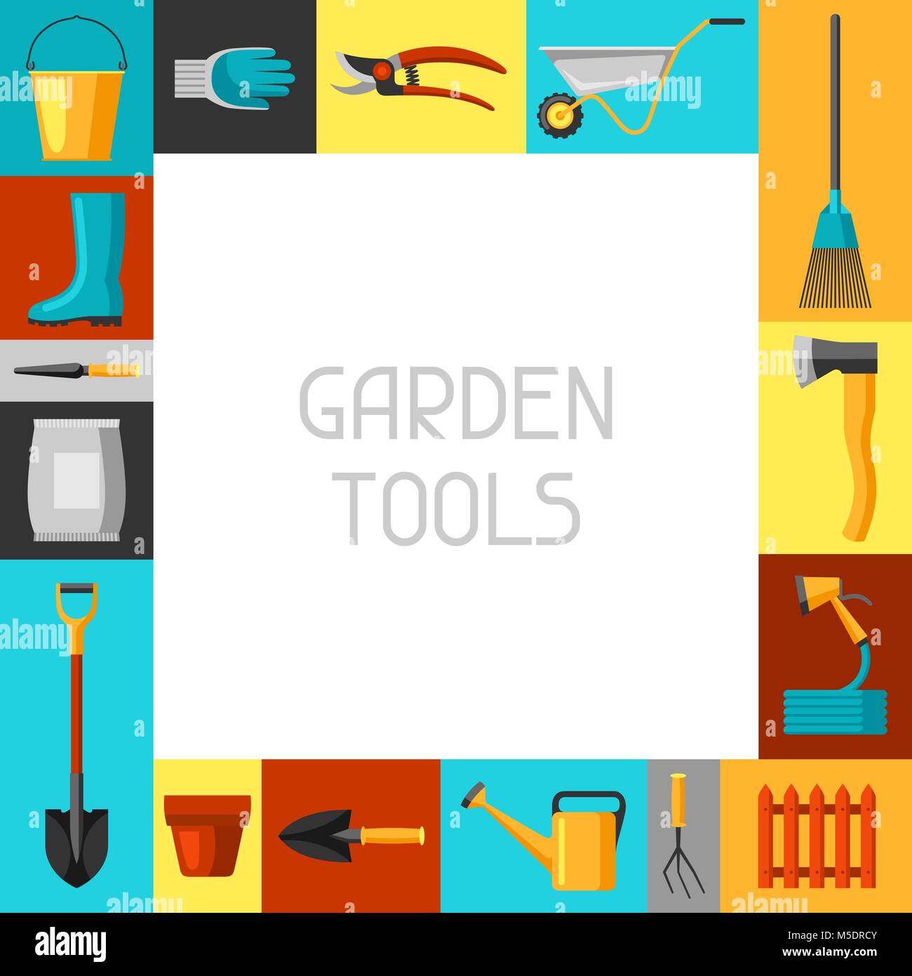 Concept background with garden tools and icons. All for gardening ...