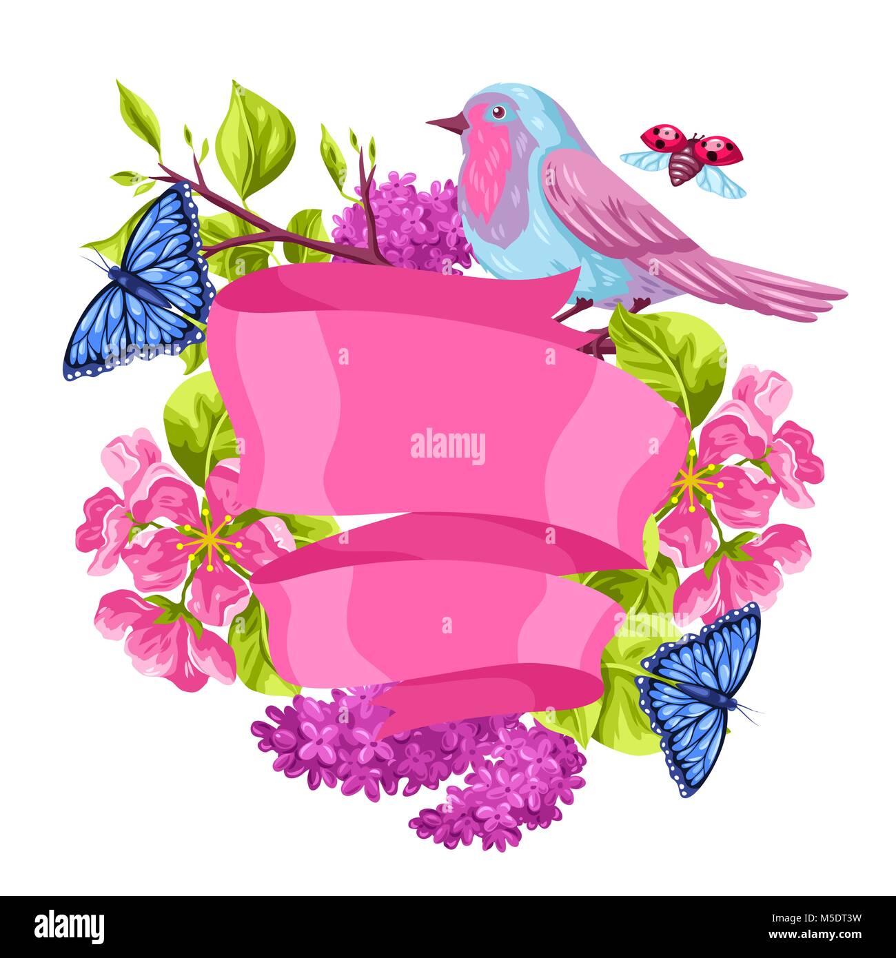 Spring garden background or greeting card. Natural illustration with ...